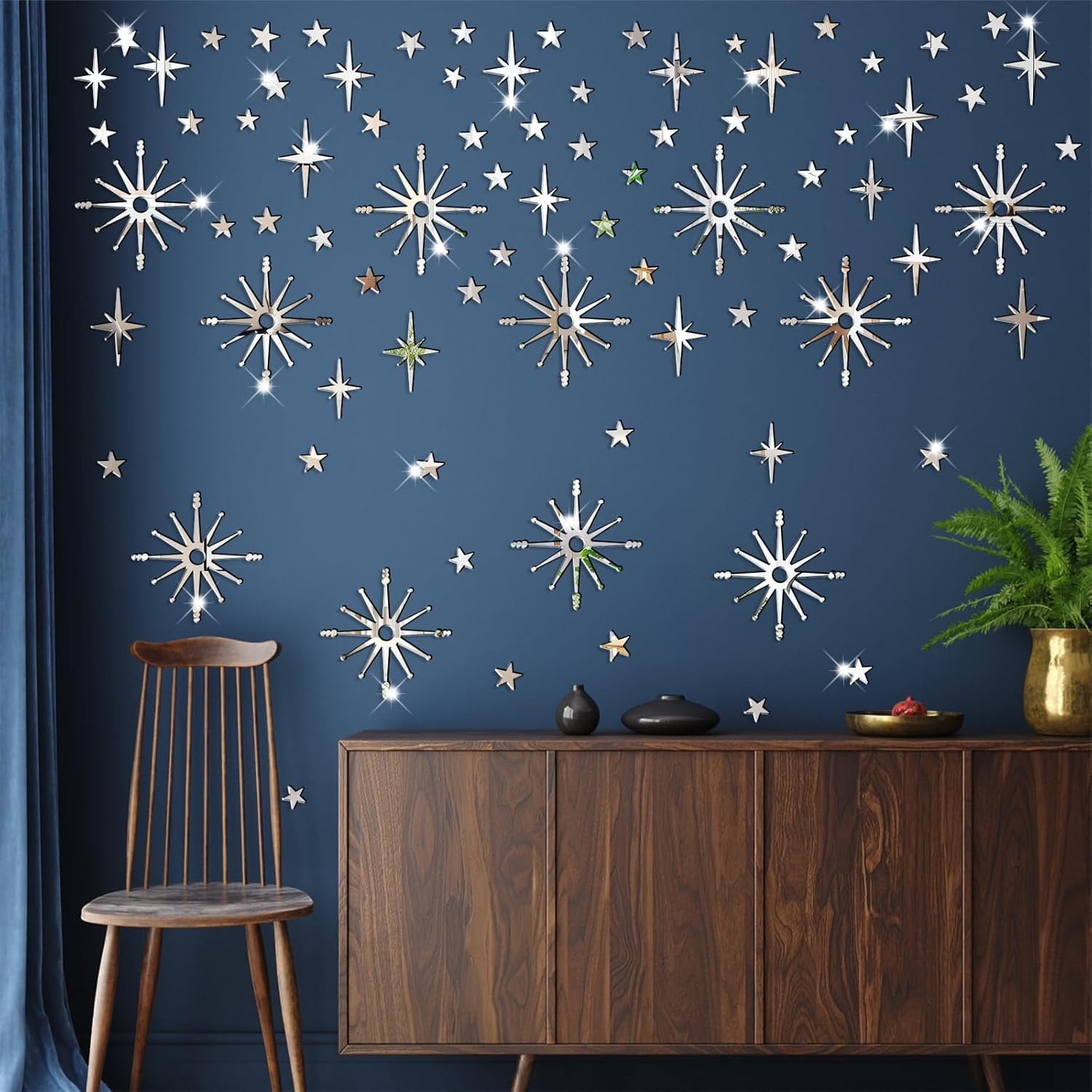THESG-Star Wall Decals Acrylic Mirror Wall Stickers Peel and Stick Star ...