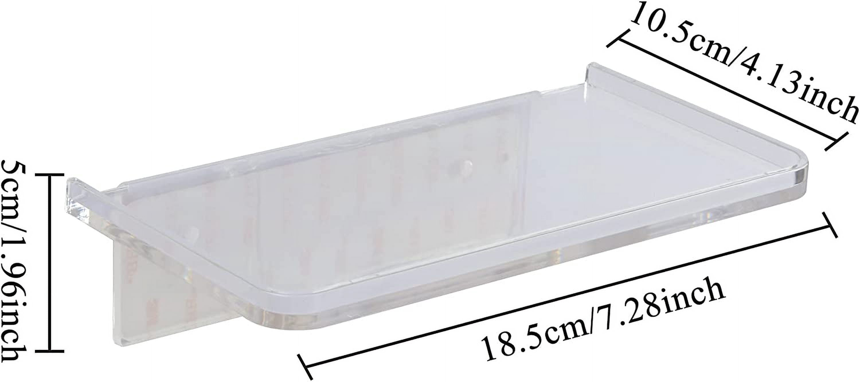 THESG-Stick-on Wall Shelf - Small Wall Mounted Adhesive Clear Acrylic ...