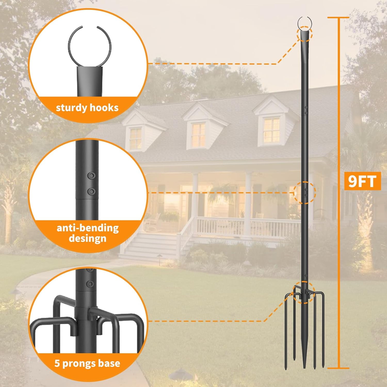THESG-String Light Poles for Outside String LightsMetal Light Poles for ...