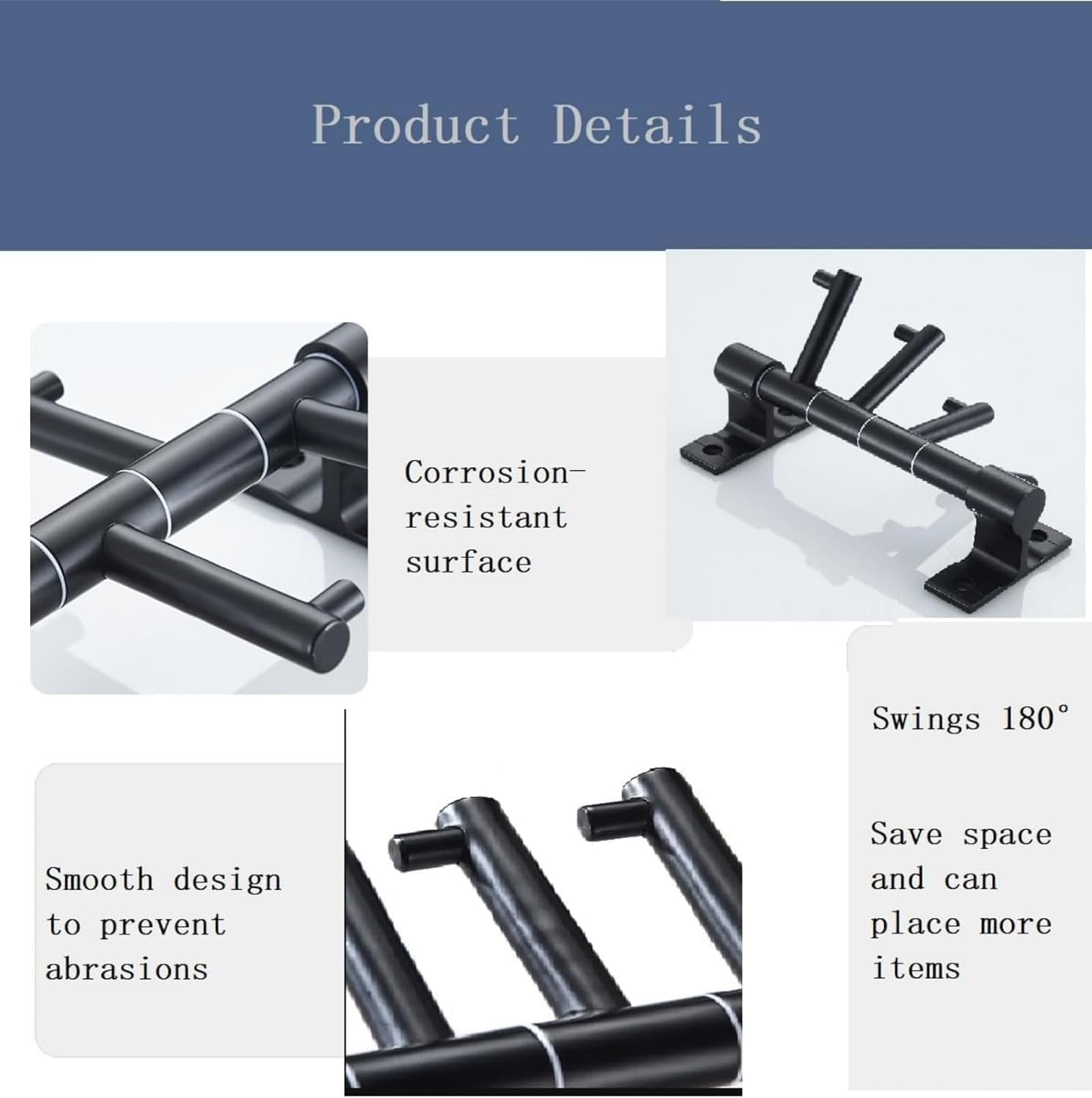 THESG-Swivel Towel Hooks Wall Coat Rack with 4 Arms, Towel Hooks for ...