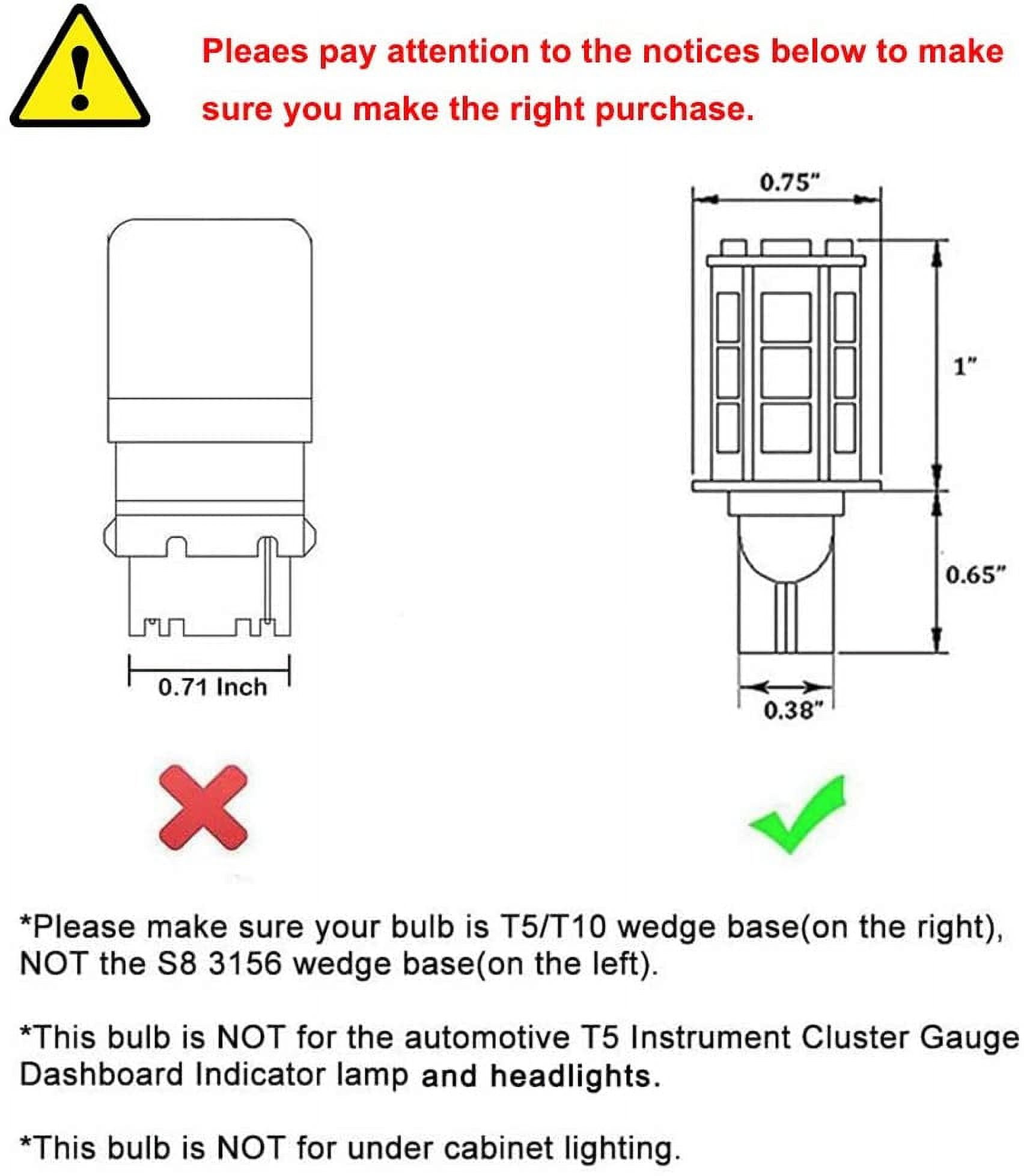 THESG-T5 T10 Wedge Base LED Light Bulb High Brightness 12VAC/DC 3Watt 2700K-3000K Warm White ...