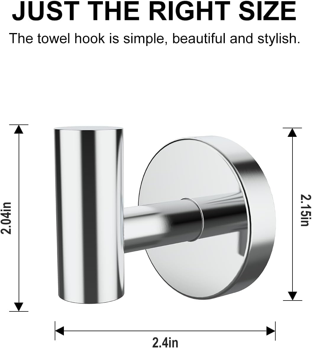 THESG-Towel Hooks for Bathrooms 4 Packs Screw-in Bathroom Towel Hook ...