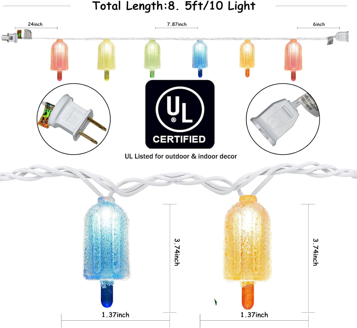 THESG-Popsicle Decorations String Lights, 8.5Ft Colorful Ice Cream ...
