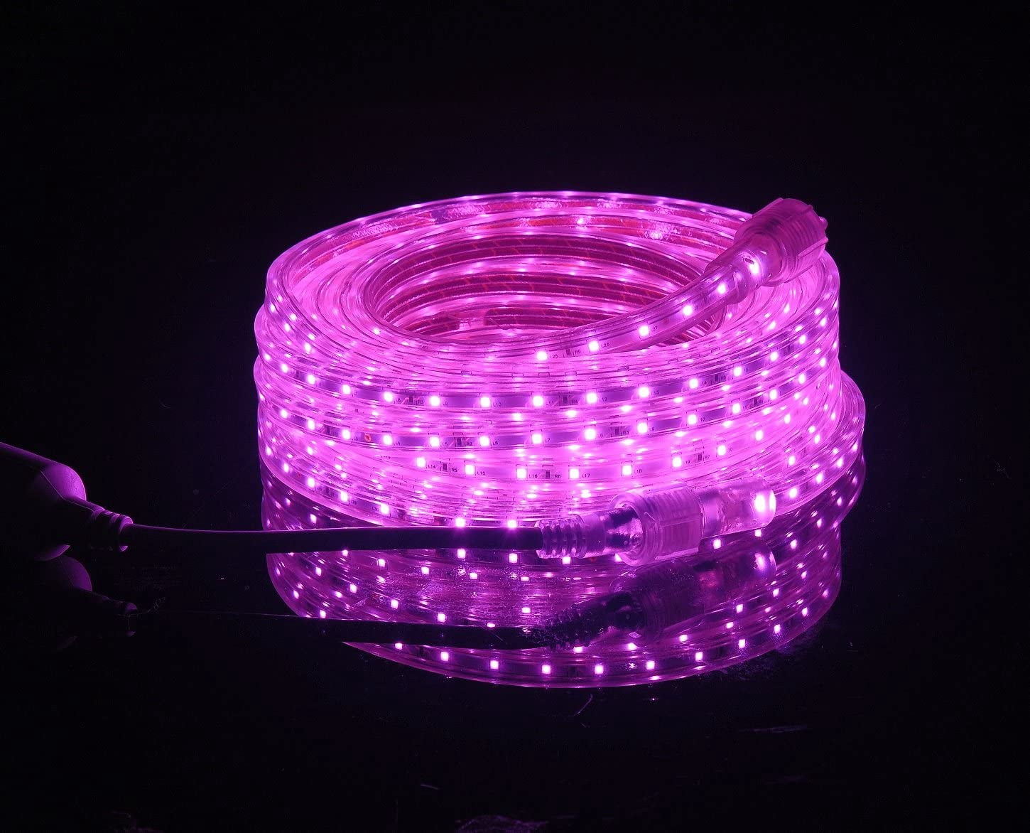 THESG-UL Listed, 13 Feet, 1400 Lumen, Pink, Dimmable, 110-120V AC Flexible Flat LED Strip Rope ...