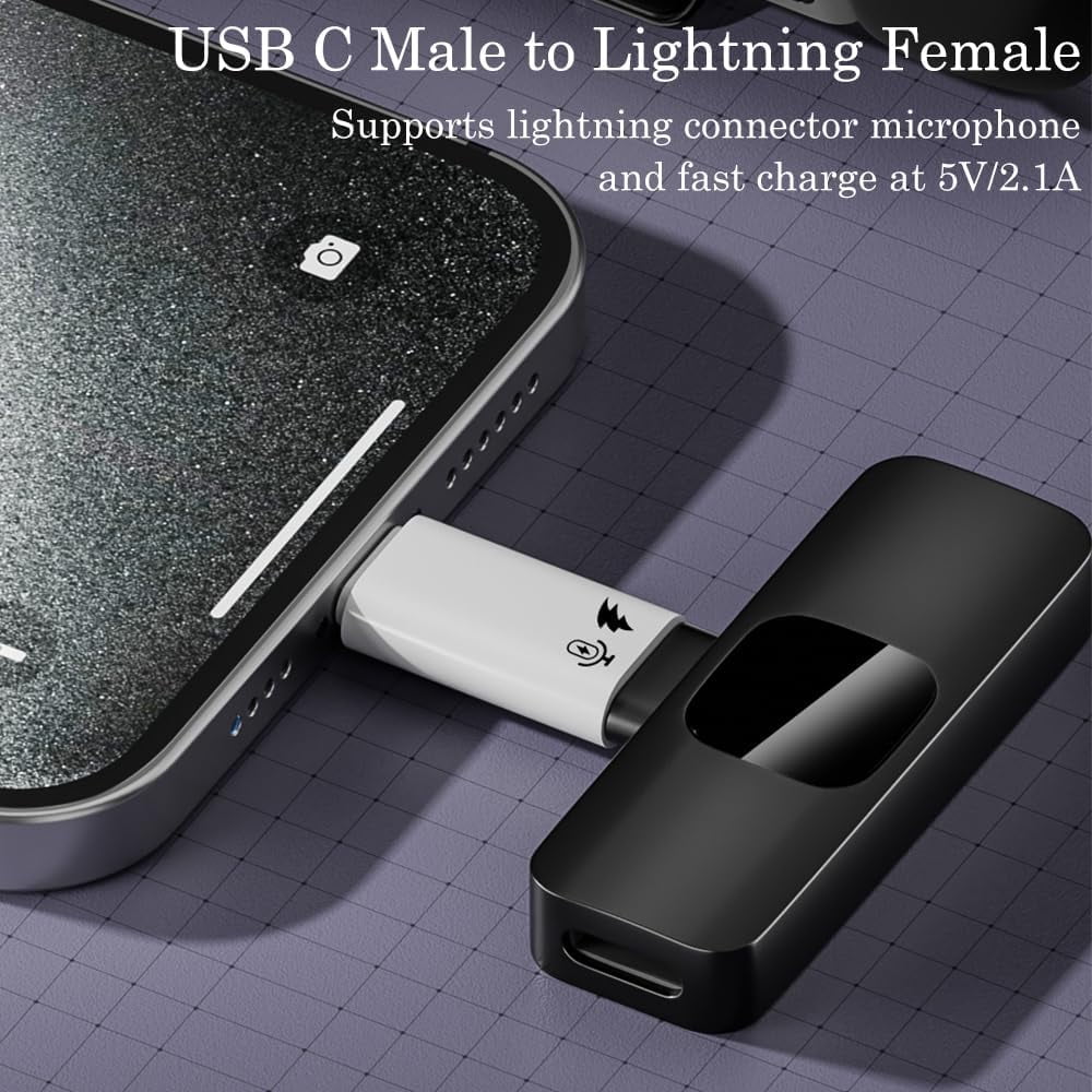 THESG-USB C to Lightning Microphone Adapter (2 Pack), USB C Male to ...