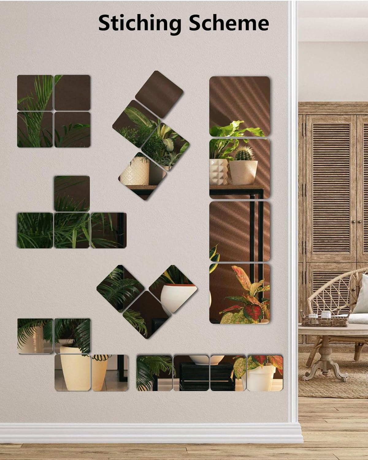 THESG-Unbreakable Wall Mirror Full Length Mirror Tiles, 4Pcs 10x10 inch ...