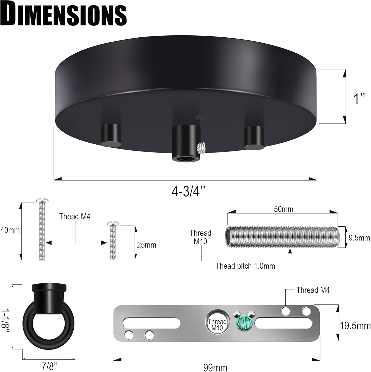 THESG-Upgraded 4-3/4 Inches Light Canopy Kit with Heavy Duty ...