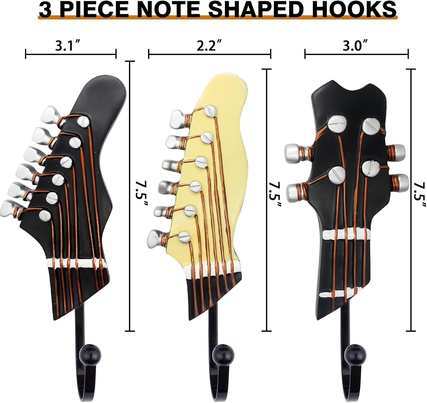 THESG-Vintage Guitar Shaped Decorative Hooks Rack Hangers for Hanging ...