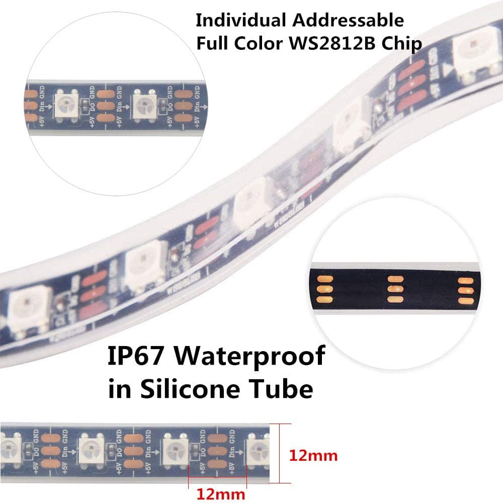 THESG-WS2812B LED Strip Lights 16.4ft 5M WS2812B 300LEDs Programmable ...