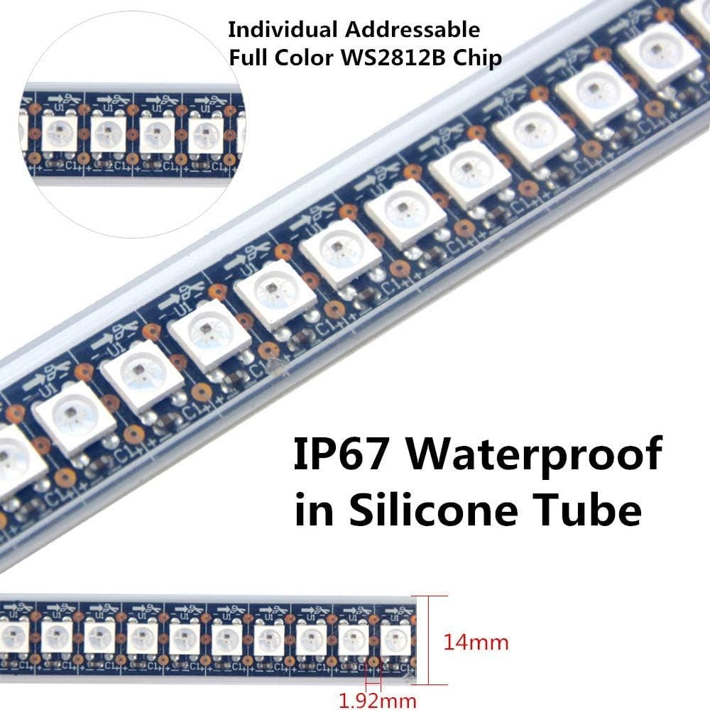 THESG-WS2812B LED Strip Lights 3.2ft 1M WS2812B 144LEDs Programmable ...