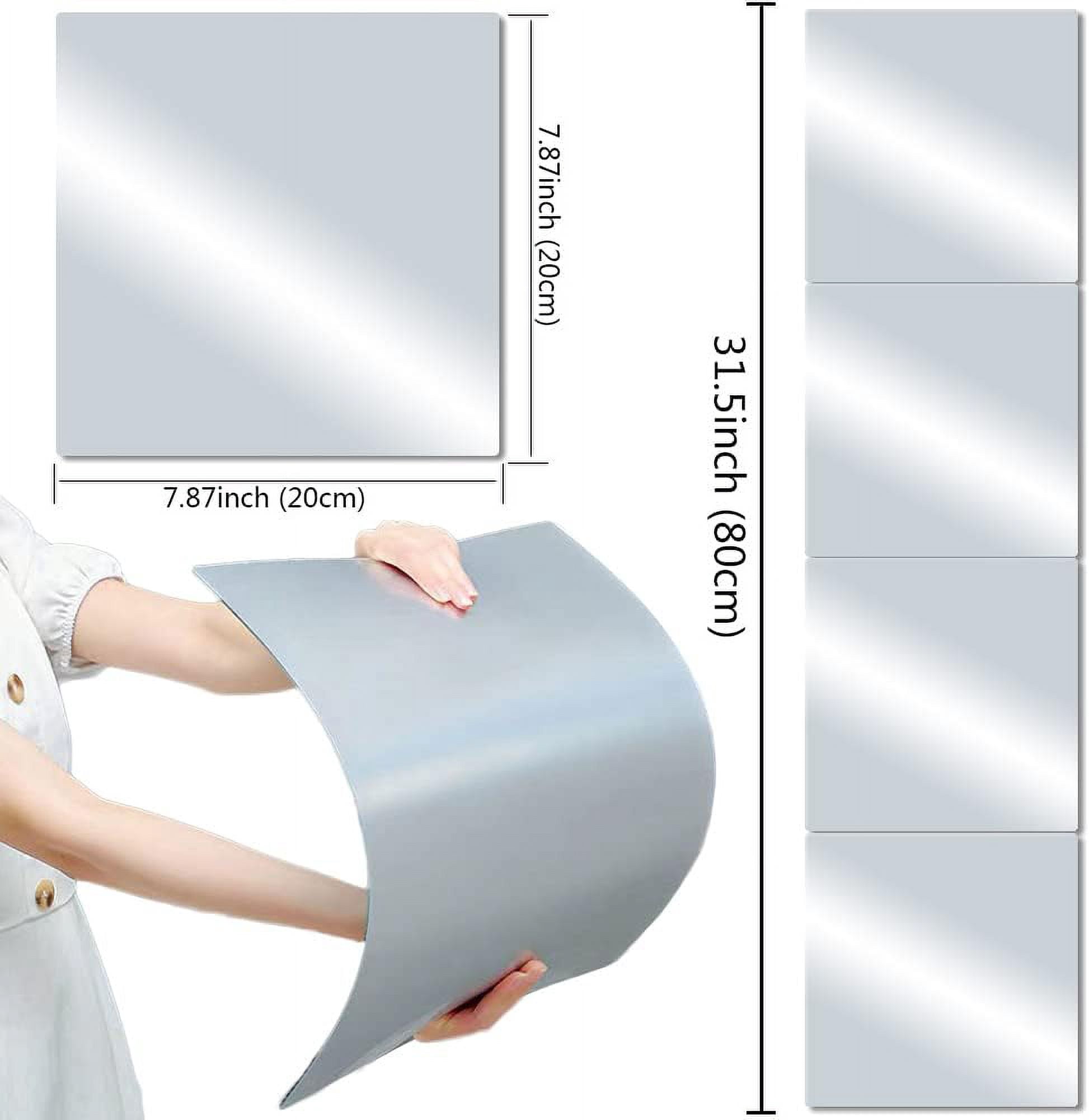 THESG-Wall Mirror Tiles with Stickers,Full Length Mirror Tiles,Flexible ...