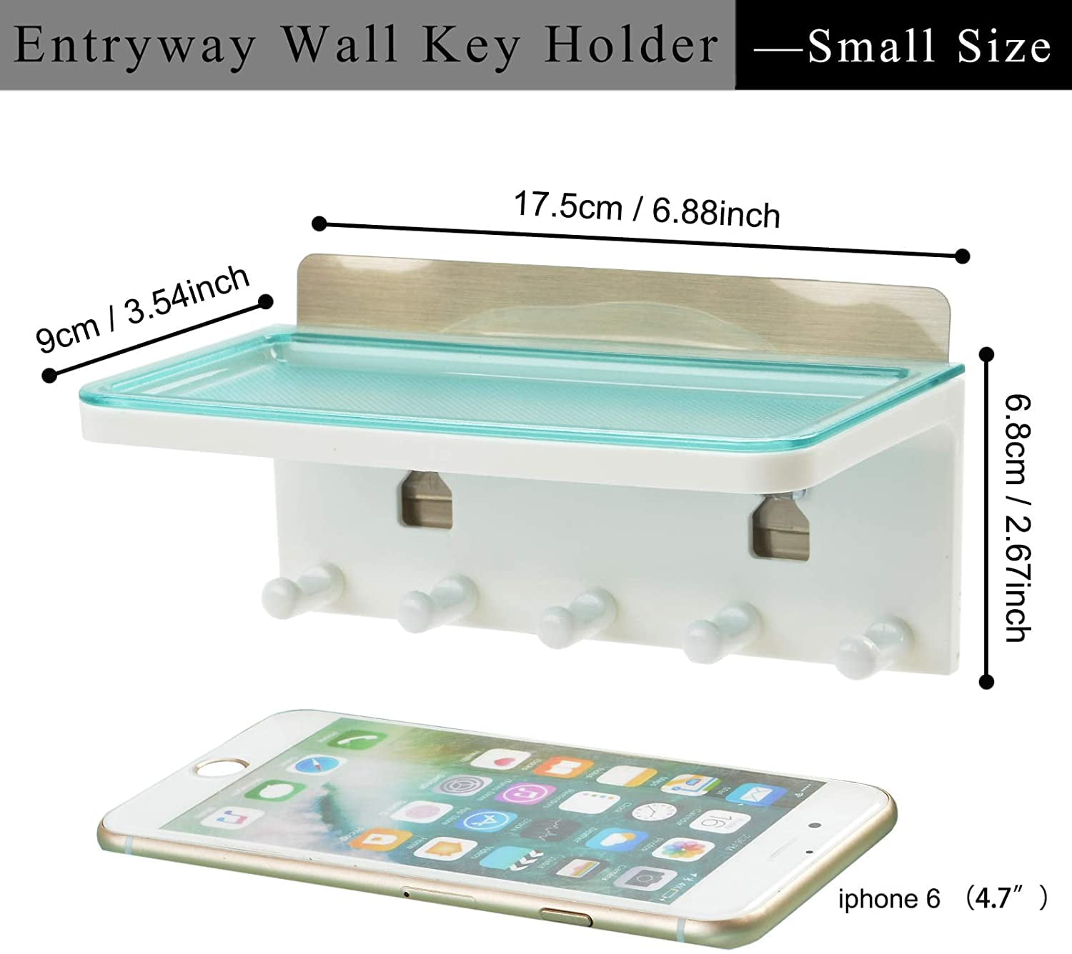 THESG-Wall Mount Entryway Storage Organizer Small Stick On Key Holder ...