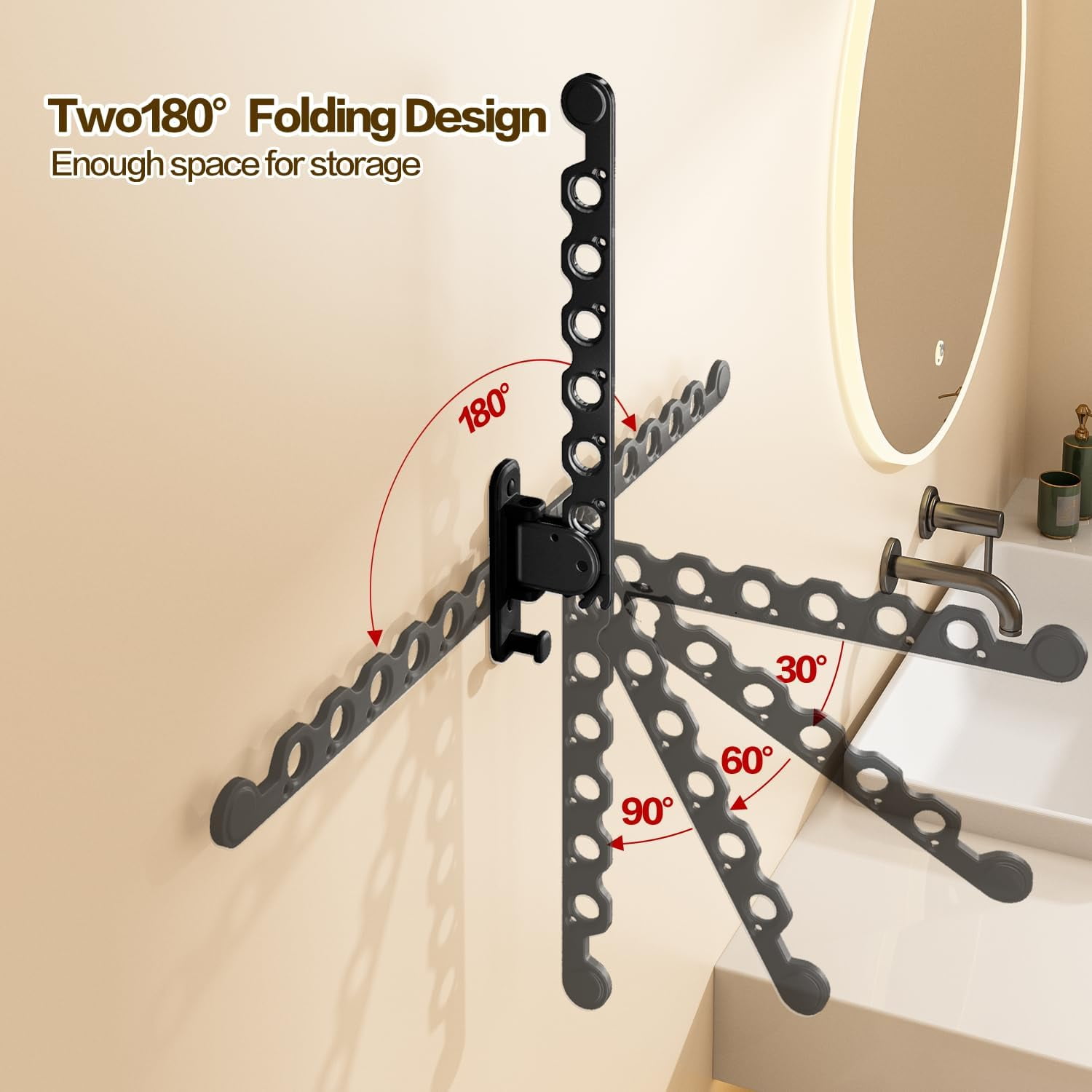 THESG-Wall Mounted Clothes Drying Rack, Laundry Clothes Hanger Rack ...