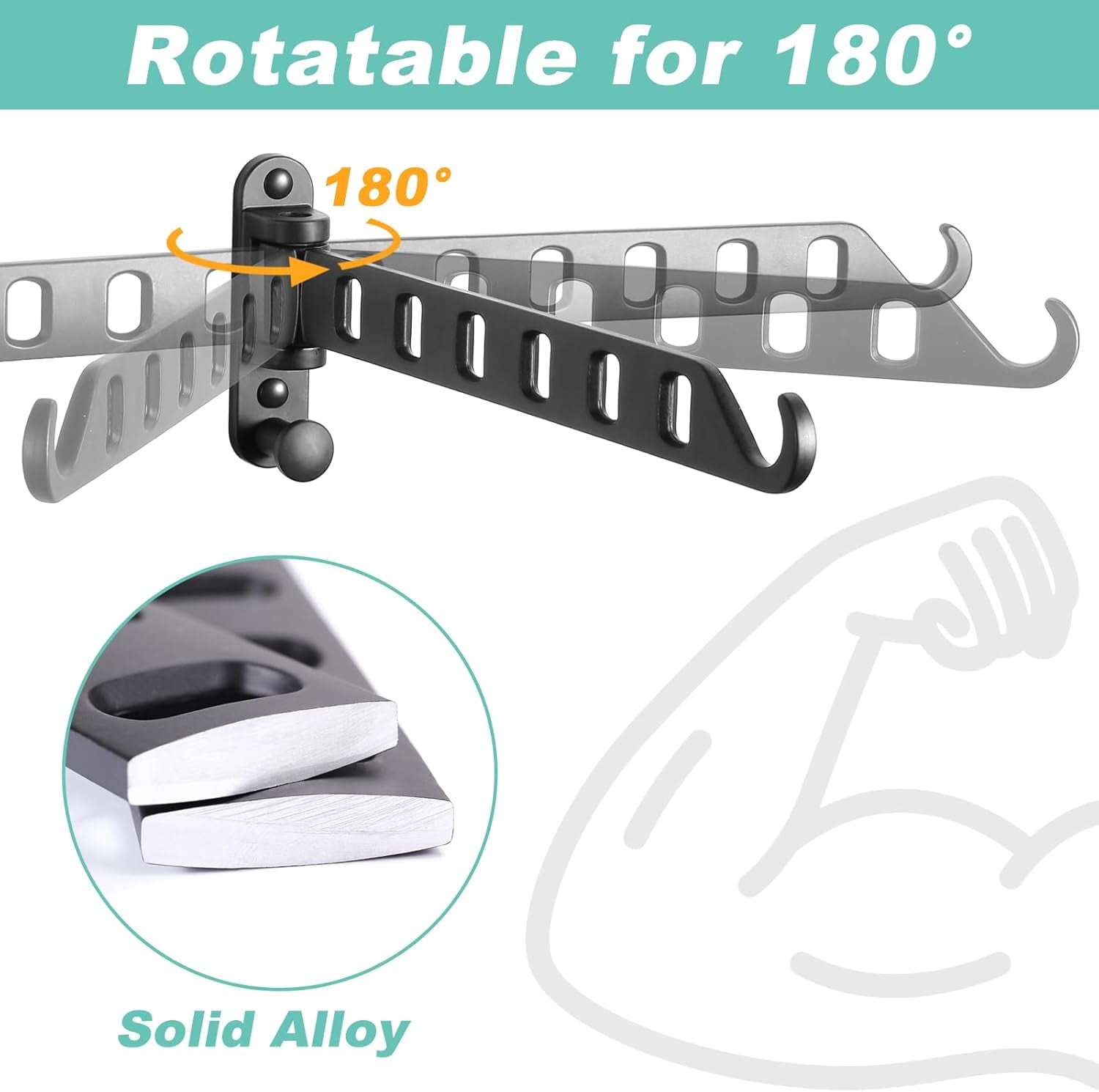 THESG-Wall Mounted Clothes Hanger with Swing Arm, Laundry Room Drying ...