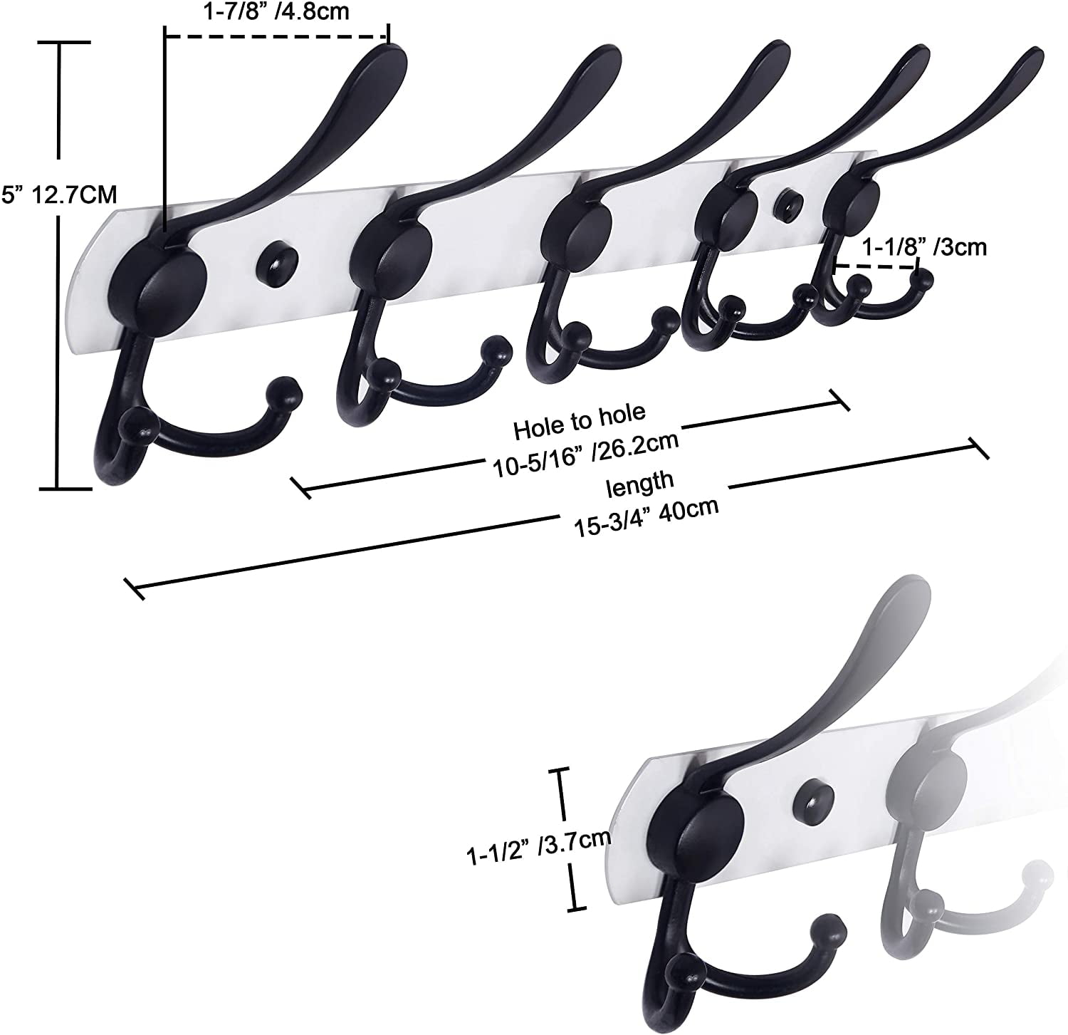 THESG-Wall Mounted Coat Rack - 5 Tri Hooks, Heavy Duty, Stainless Steel ...