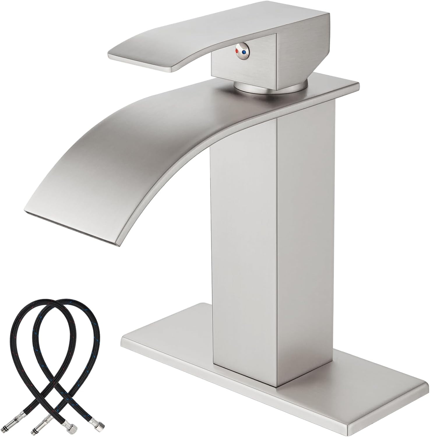THESG-Waterfall Spout Bathroom Faucet Single Handle 1 Hole Bathroom ...