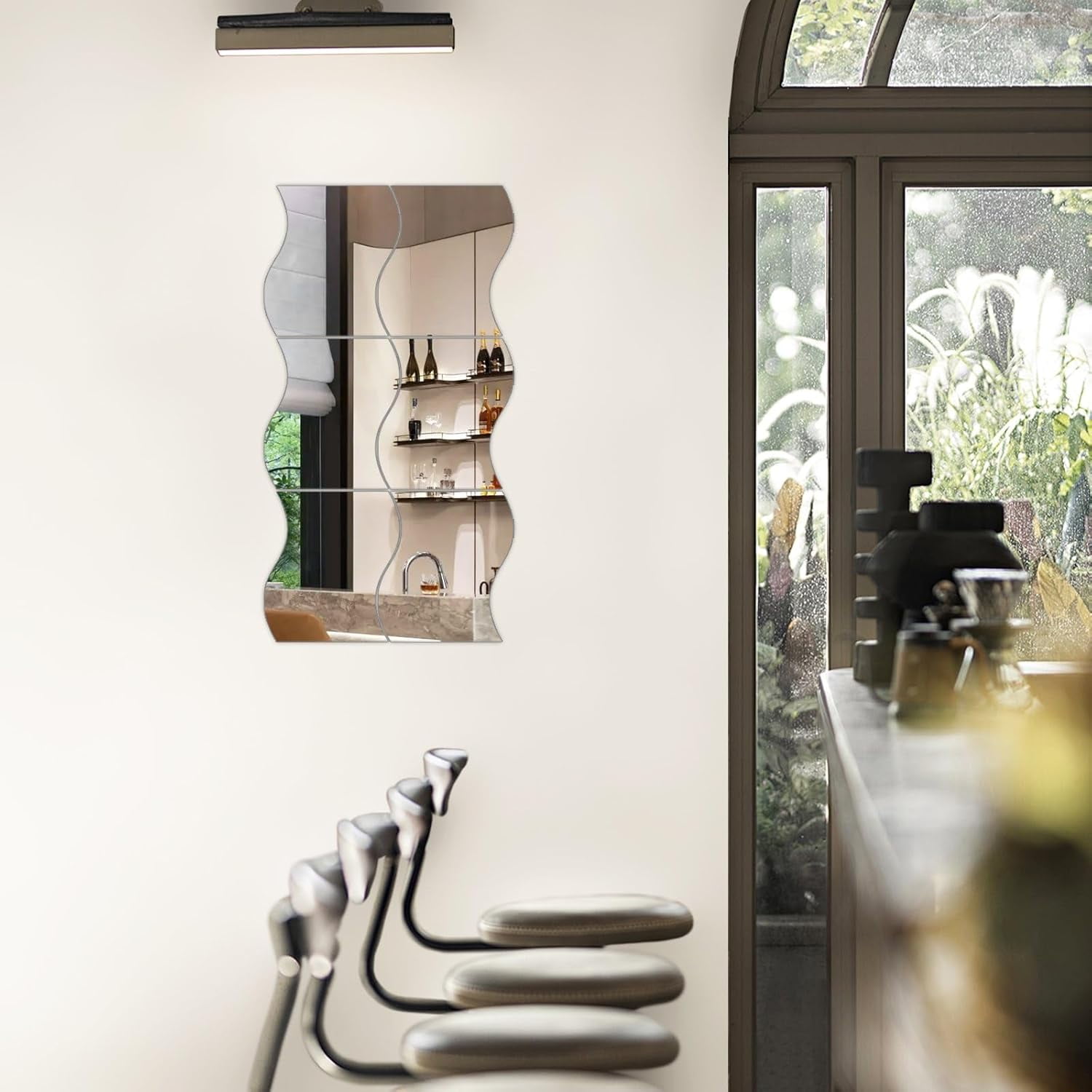 THESG-Wavy Mirror Stickers for Walls 4 Packs Self Adhesive Stick on ...