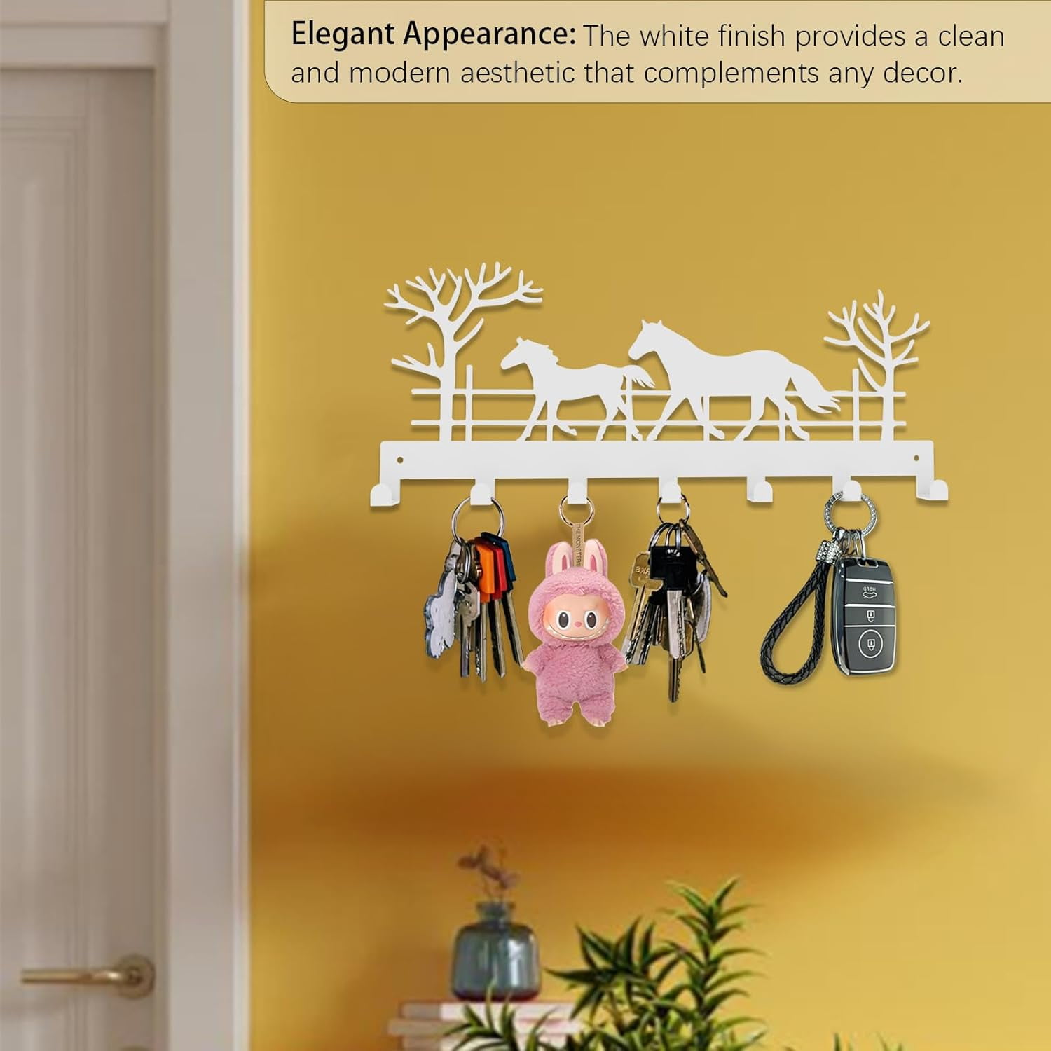 THESG-White Metal Horse Key Holder for Wall, Metal Key Organizer Wall ...