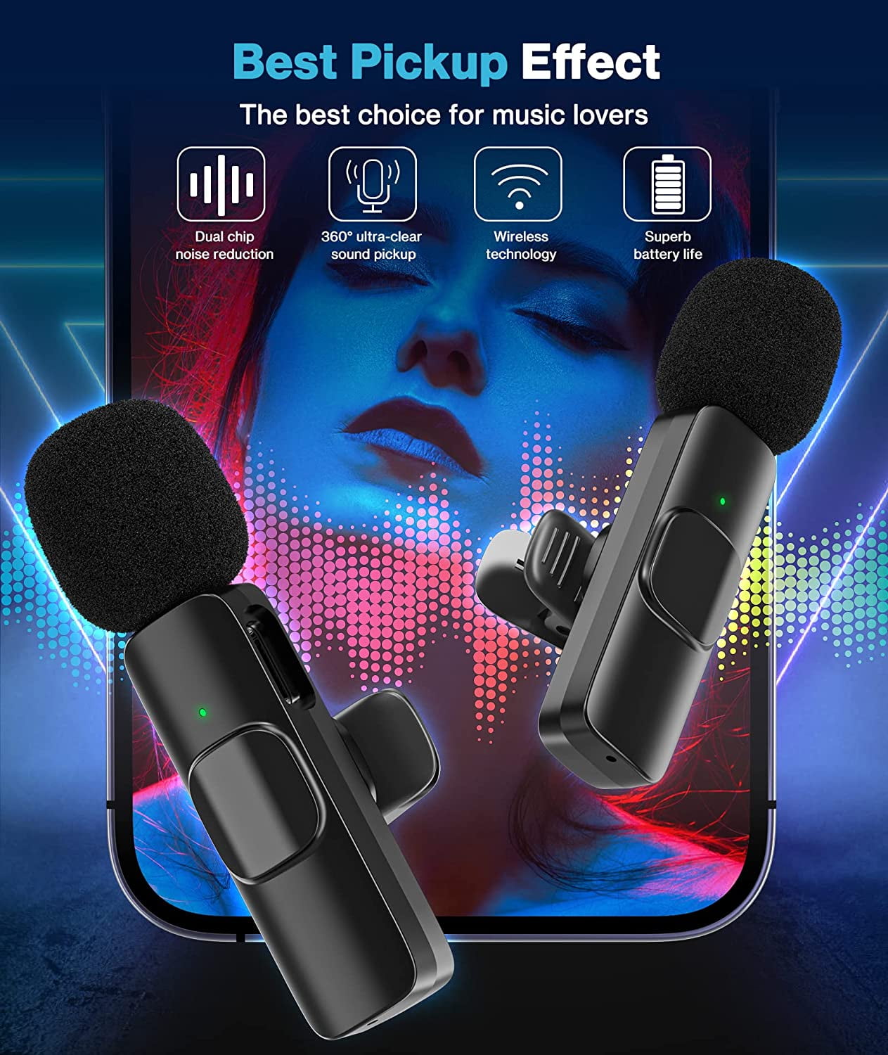 THESG-Wireless Lavalier Microphone for Android/iPhone/Computer/Laptop ...