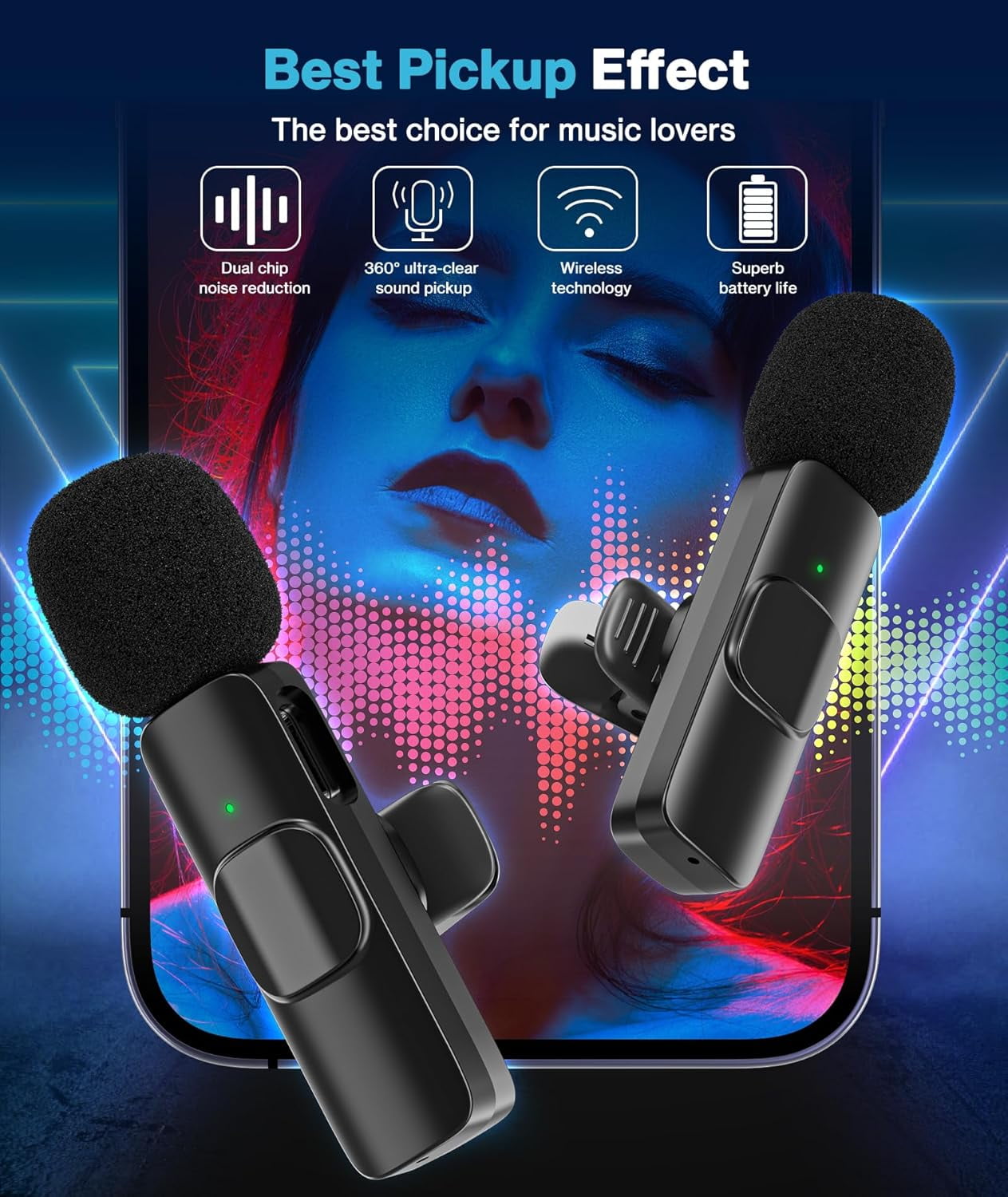 THESG-Wireless Lavalier Microphone for iPhone, Wireless Mic for ...