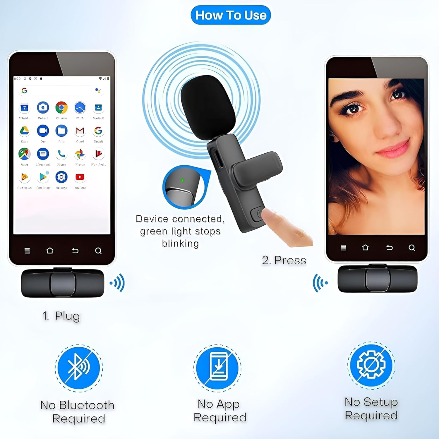 THESG-Wireless Microphone for iPhone 15 USB-C Compatible with Samsung ...