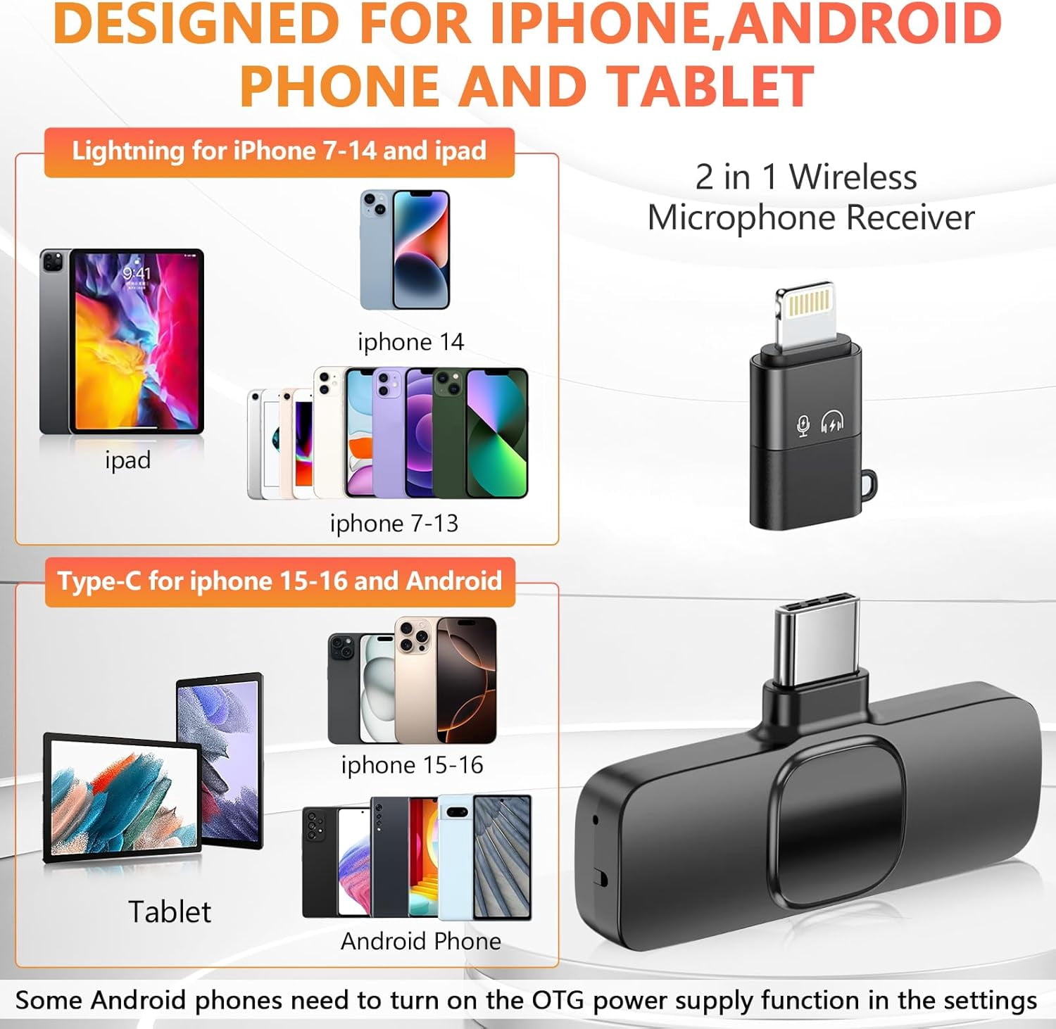 THESG-Wireless Microphone for iPhone, Android Phone, Laptop, 2 Pack ...