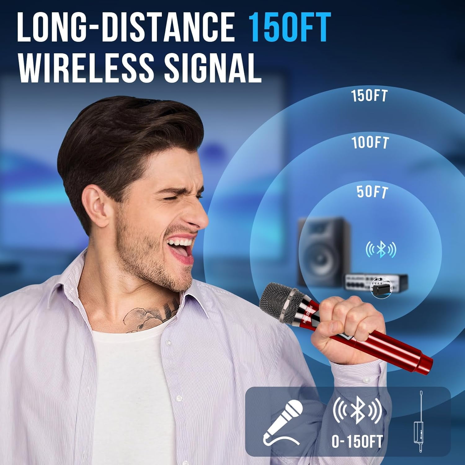 THESG-Wireless Microphones, Dual Karaoke Microphone System, Microfonos ...