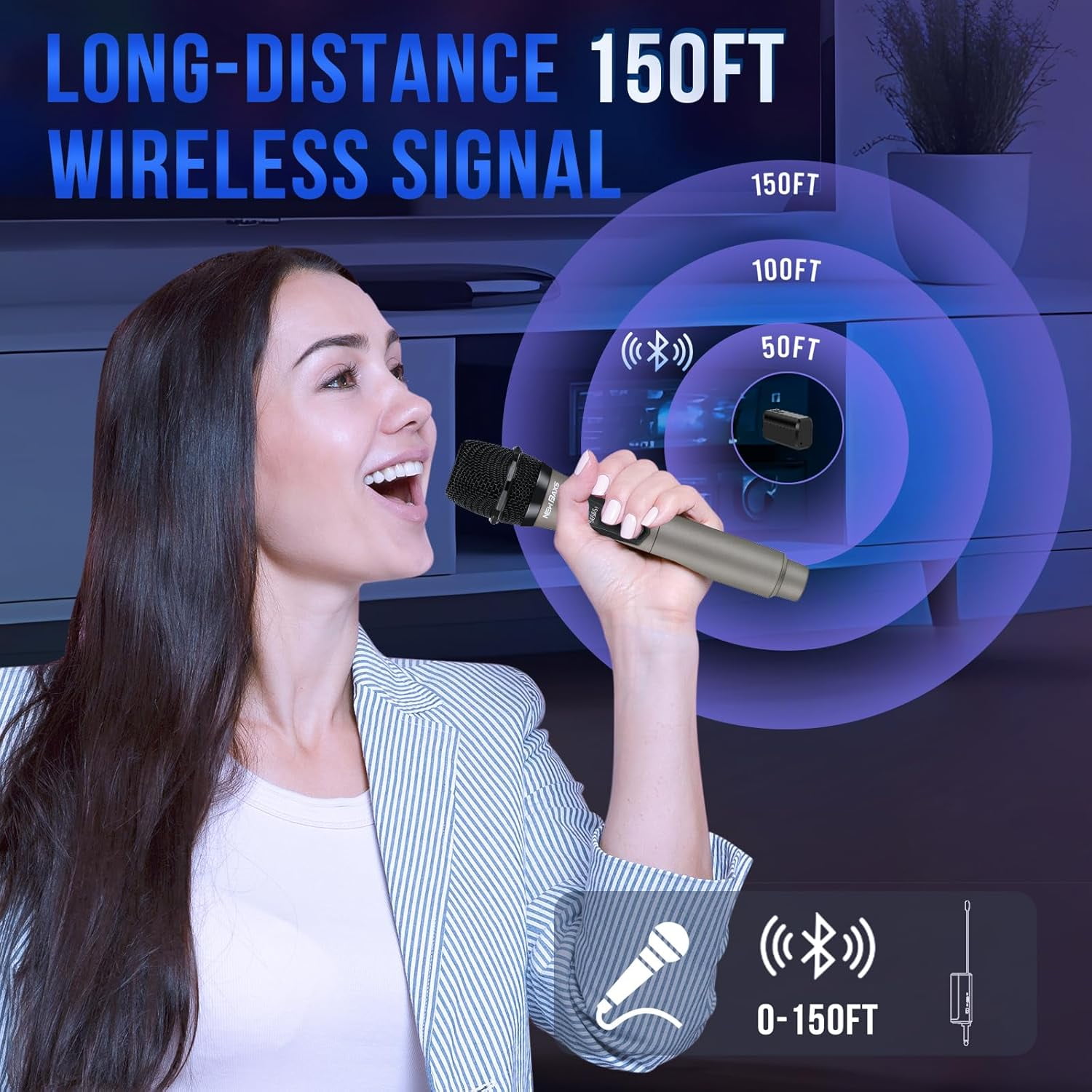 THESG-Wireless Microphones,Dual Karaoke Microphone System,Microfonos ...