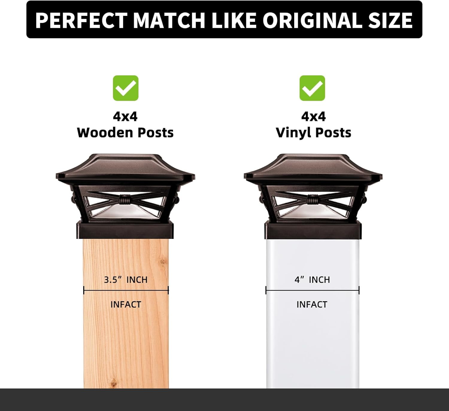 THESG-Wood Grain Solar Post Cap Lights, Dual-Core LED Fence Lights with ...