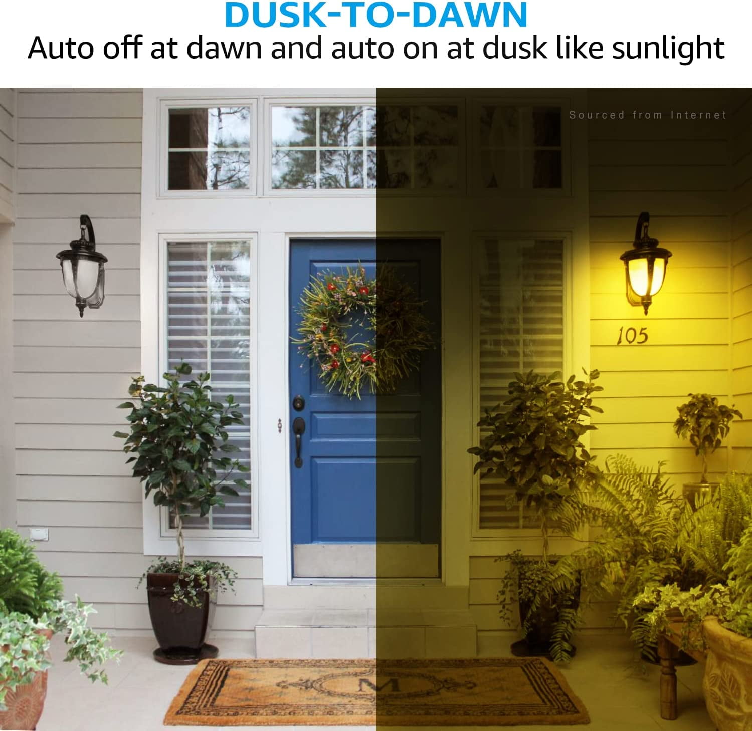 THESG-Yellow Dusk to Dawn Light Bulbs Outdoor, Sensor A19 LED Light ...