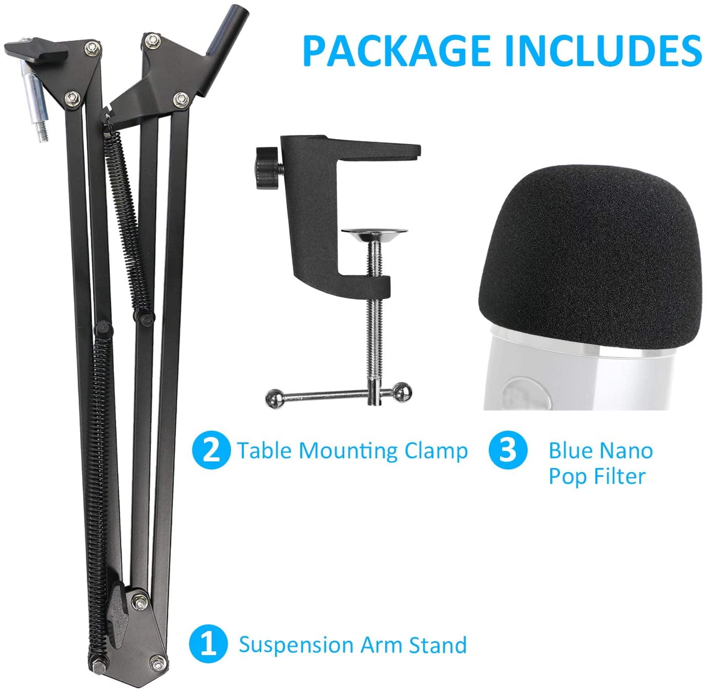 THESG-Yeti Nano Mic Stand with Pop Filter - Microphone Boom Arm Stand ...