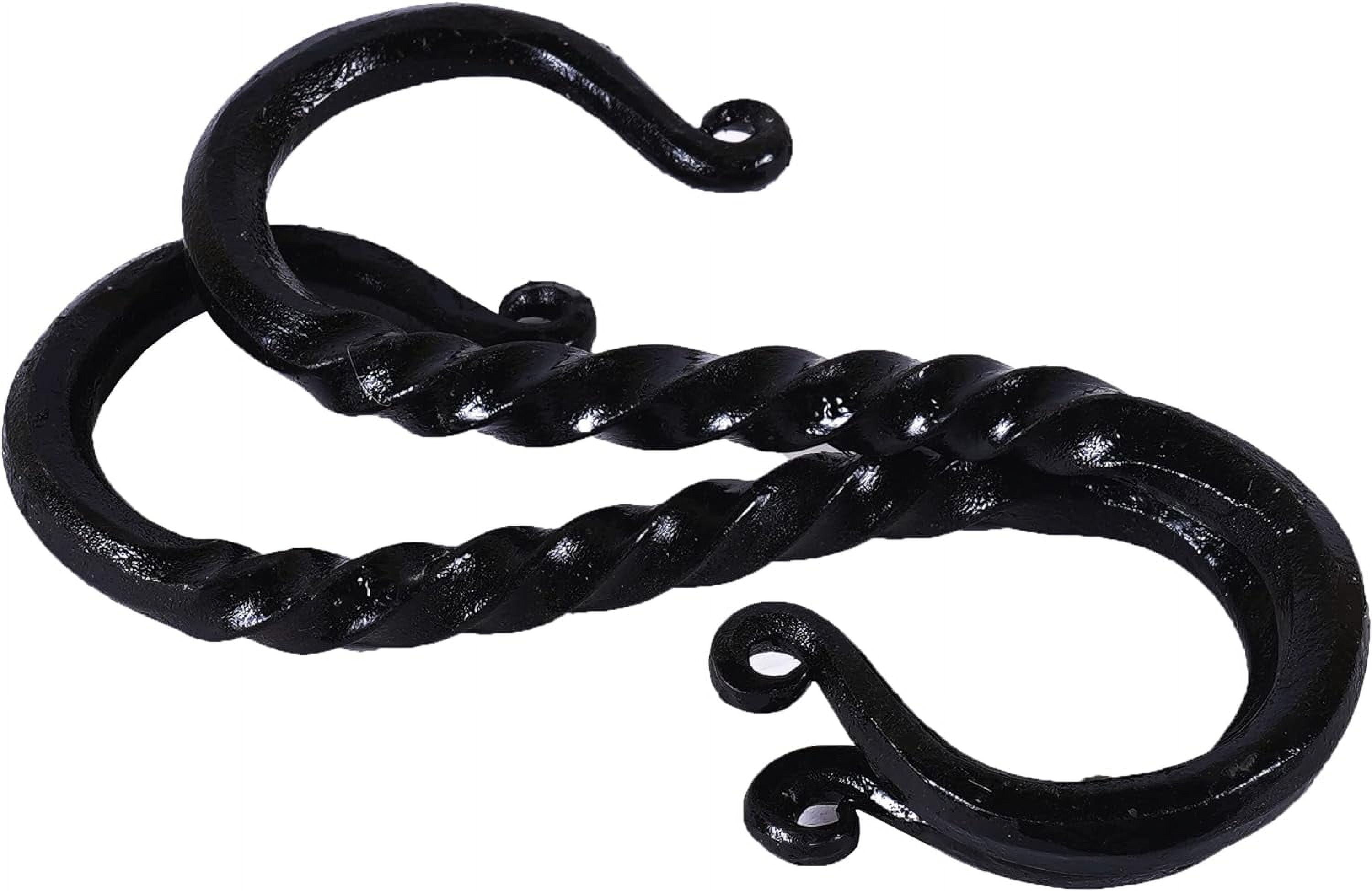THESG-handforged Twisted Heavy-Duty S Hook 2-Pack Rustic Design| Black ...