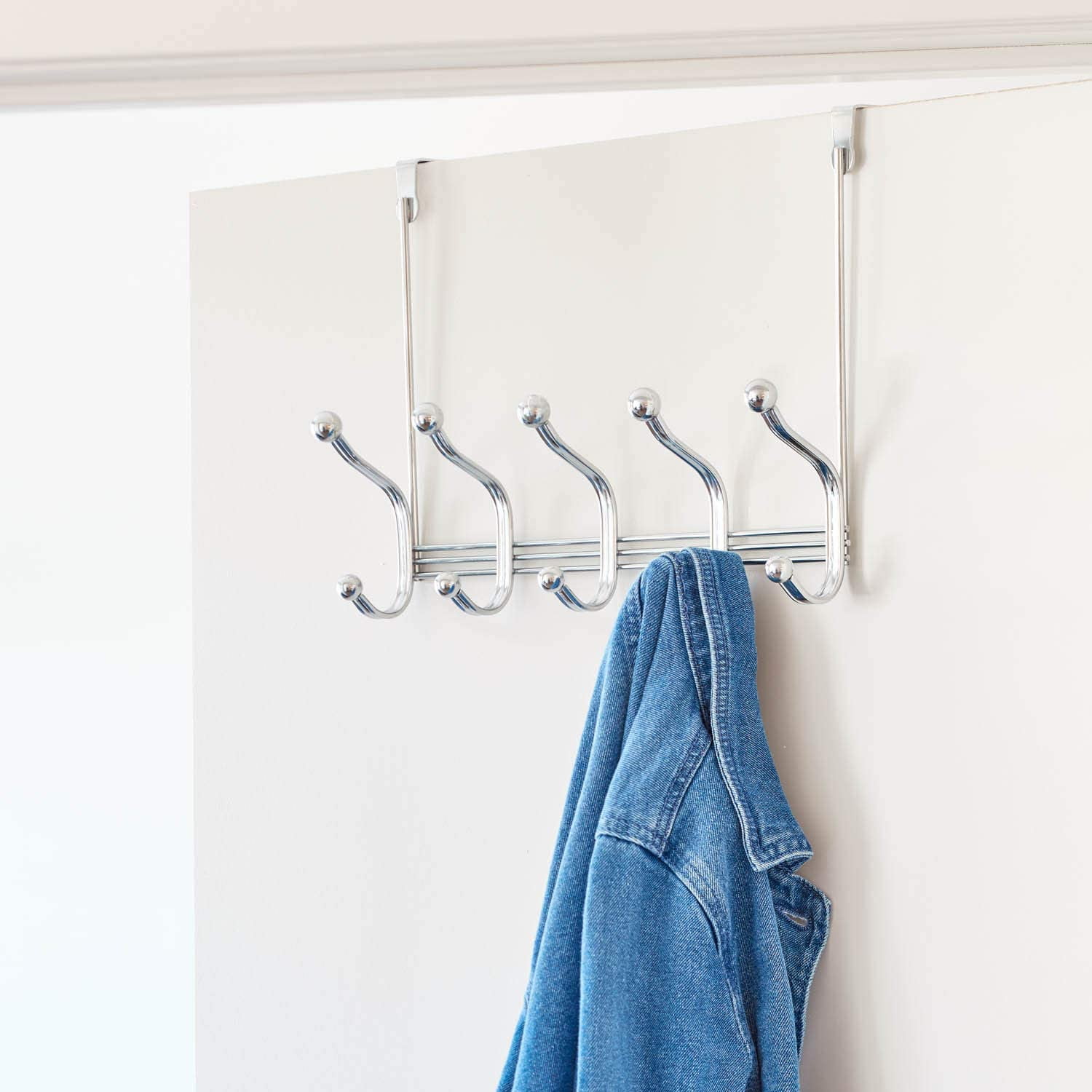 THESG-iDesign York Metal Over the Door Organizer, 5-Hook Rack for Coats ...