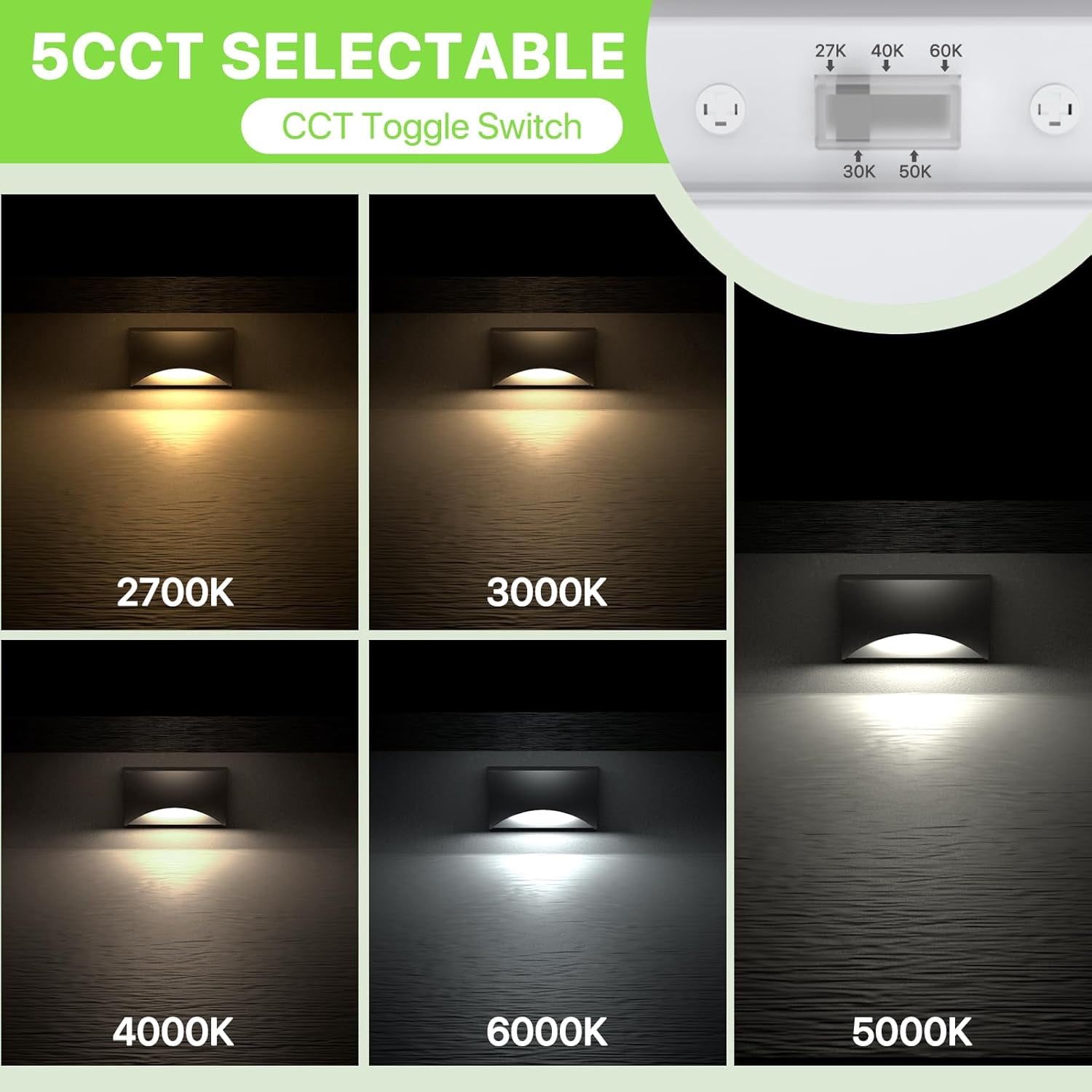 THESG-litgate 5CCT LED Step Lights, 3W 120V Dimmable Stair Lights, IP65 ...