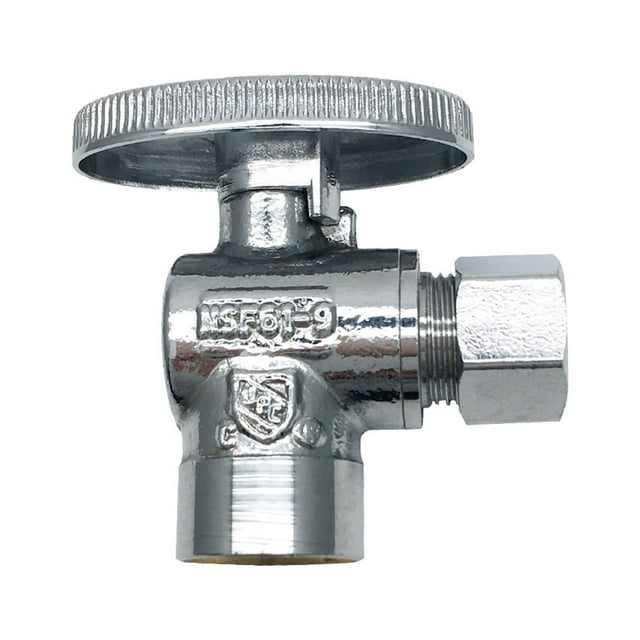 THEWORKS® Quarter-Turn Angle Stop Valve, 1/2" SWT Inlet x 3/8" O.D ...