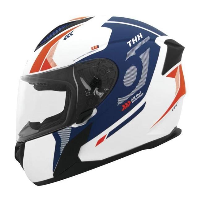 THH T-810 Hayate Motorcycle Helmet White/Navy SM - Walmart.com