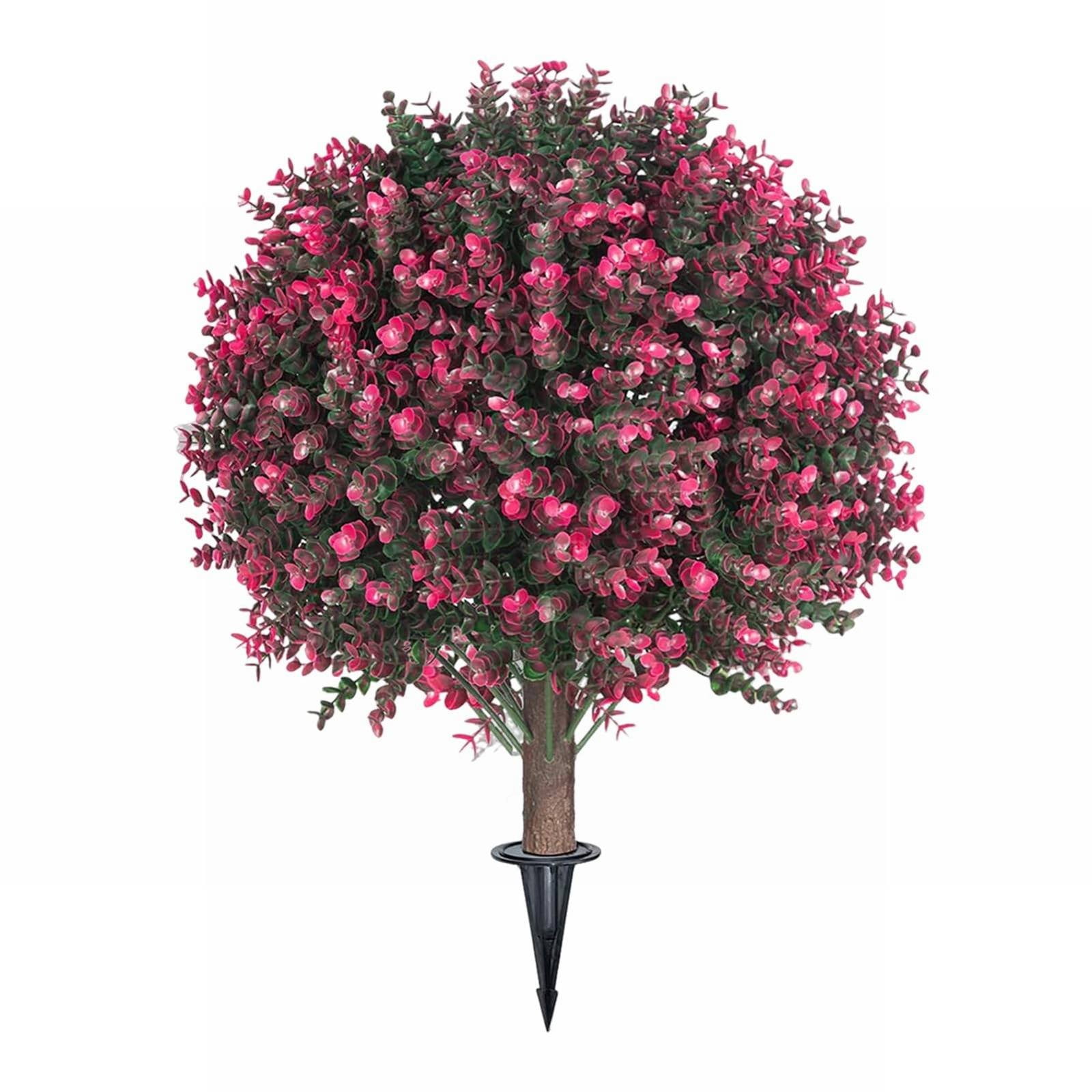 THHEIC 22” Artificial Boxwood Topiary Bush, UV-Resistant Fake Rose ...