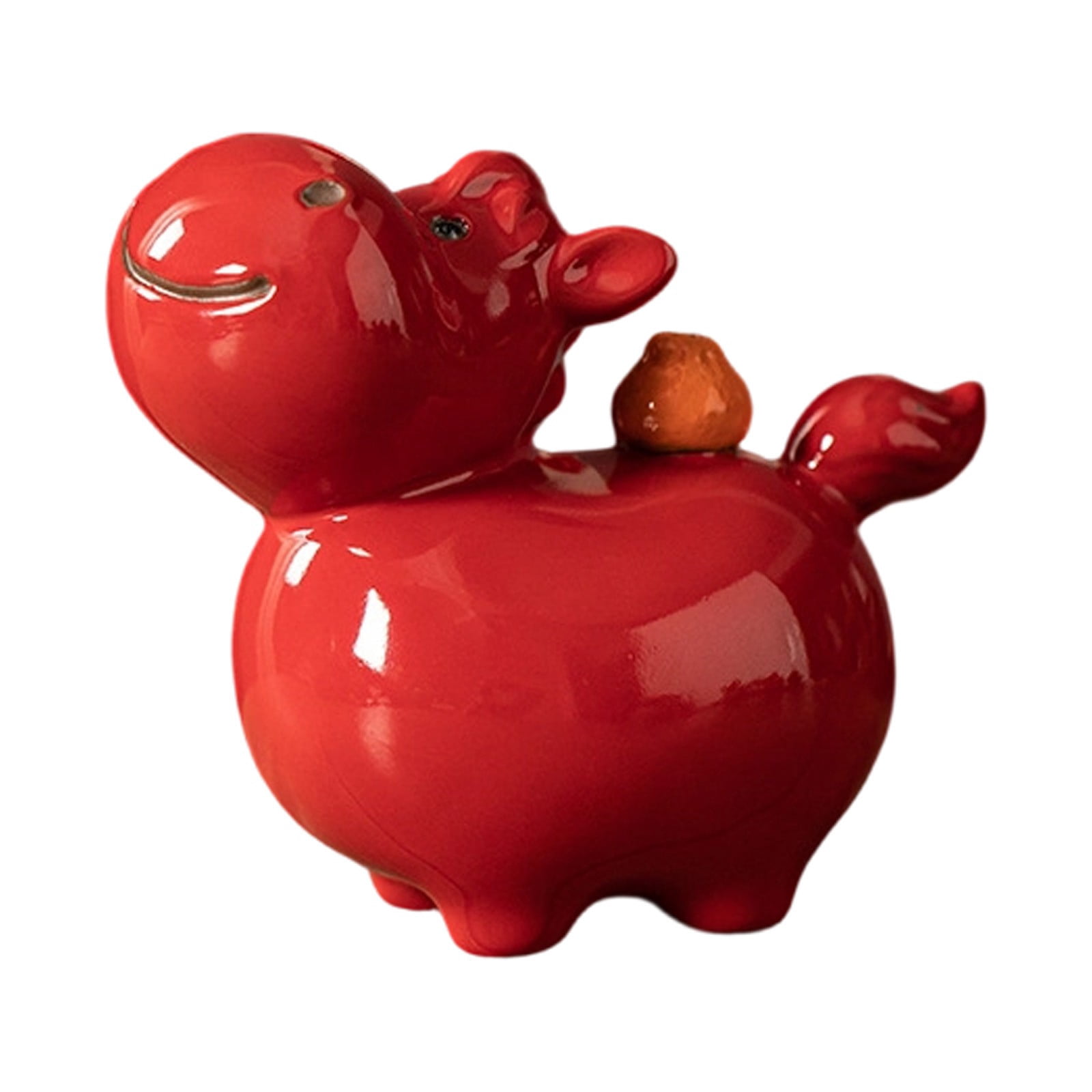 THHEIC Ceramic Fat Horse, Figurine Collectible Cute Happy Fat Horse ...
