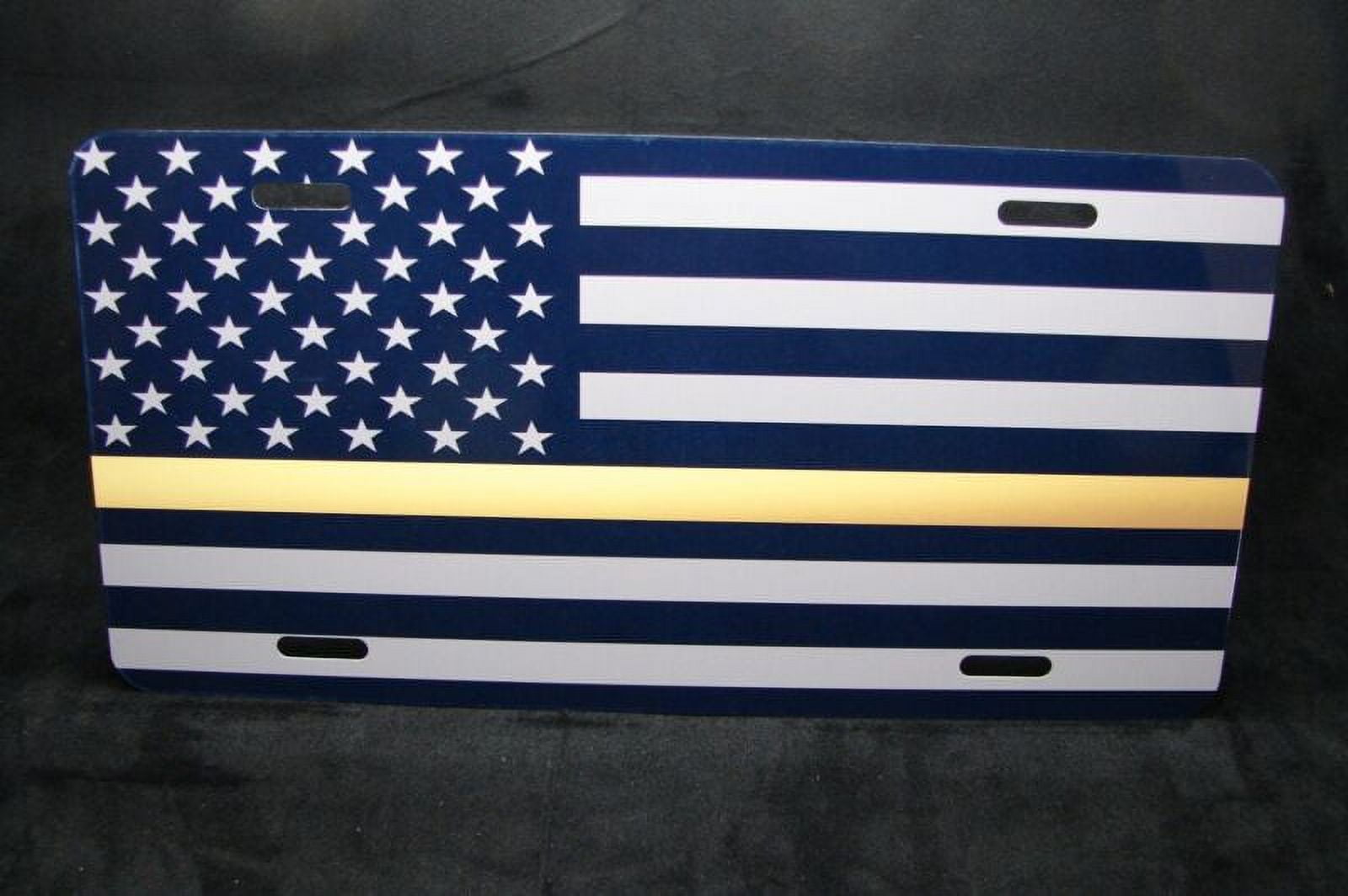 THIN GOLD YELLOW LINE AMERICAN TACTICAL FLAG METAL CAR LICENSE PLATE ...