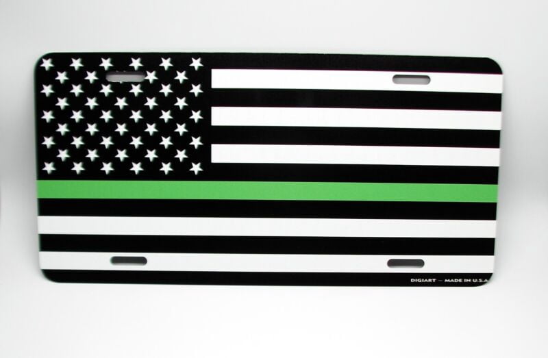 THIN GREEN LINE METAL CAR LICENSE PLATE AMERICAN TACTICAL FLAG LICENSE ...
