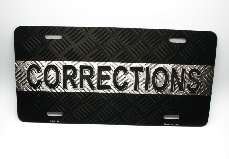 THIN SILVER LINE METAL CAR LICENSE PLATE, CORRECTION OFFICERS CAR ...