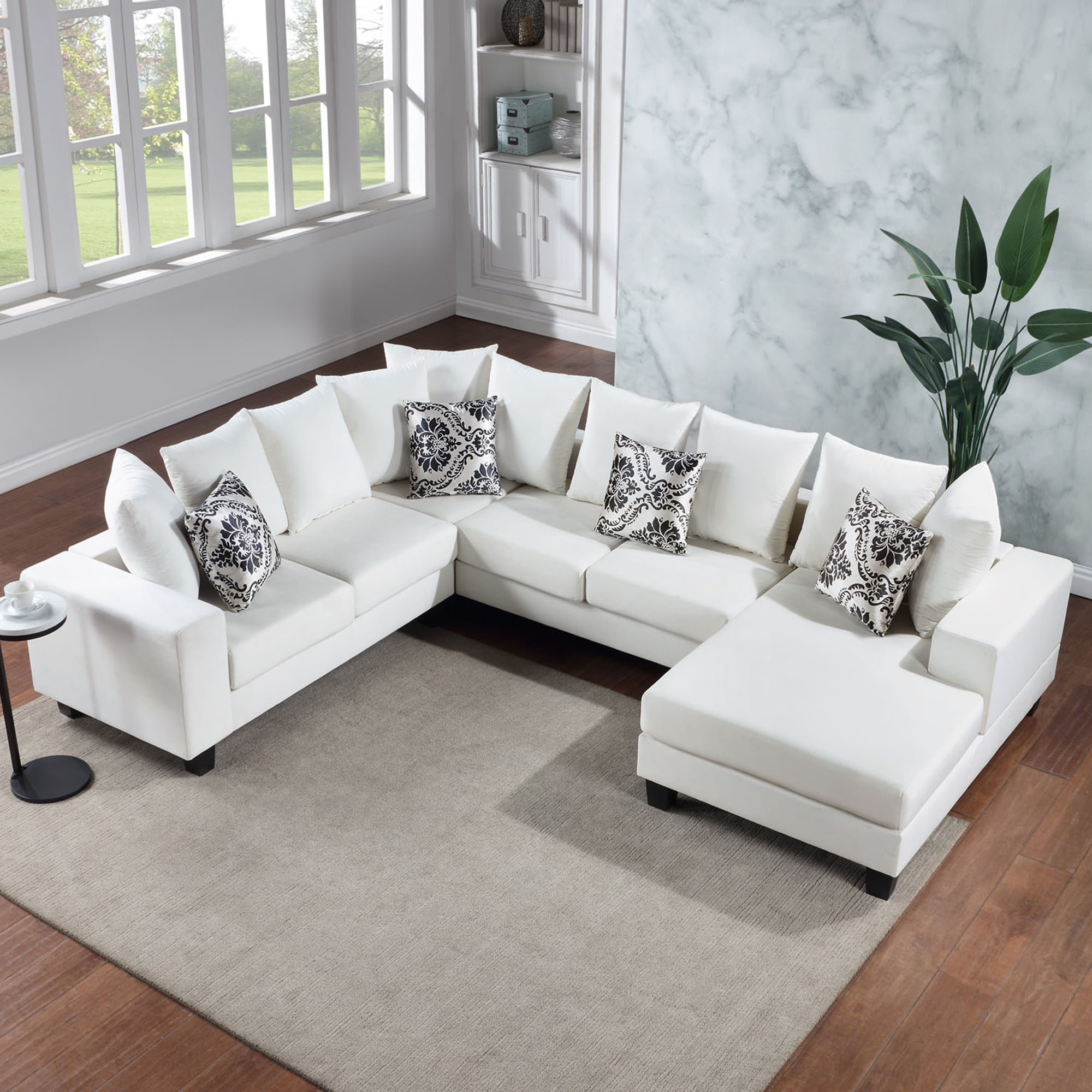 THINK 30,110 L * 85 W "Modern U-Shaped White 7 Seat Sectional Sofa ...