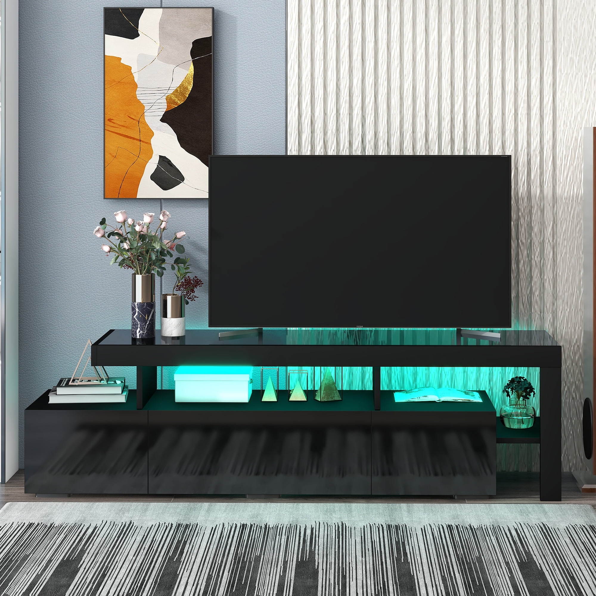 THINK 30,TV Stand Cabinet for TVs up to 70 Inches with LED Lights ...