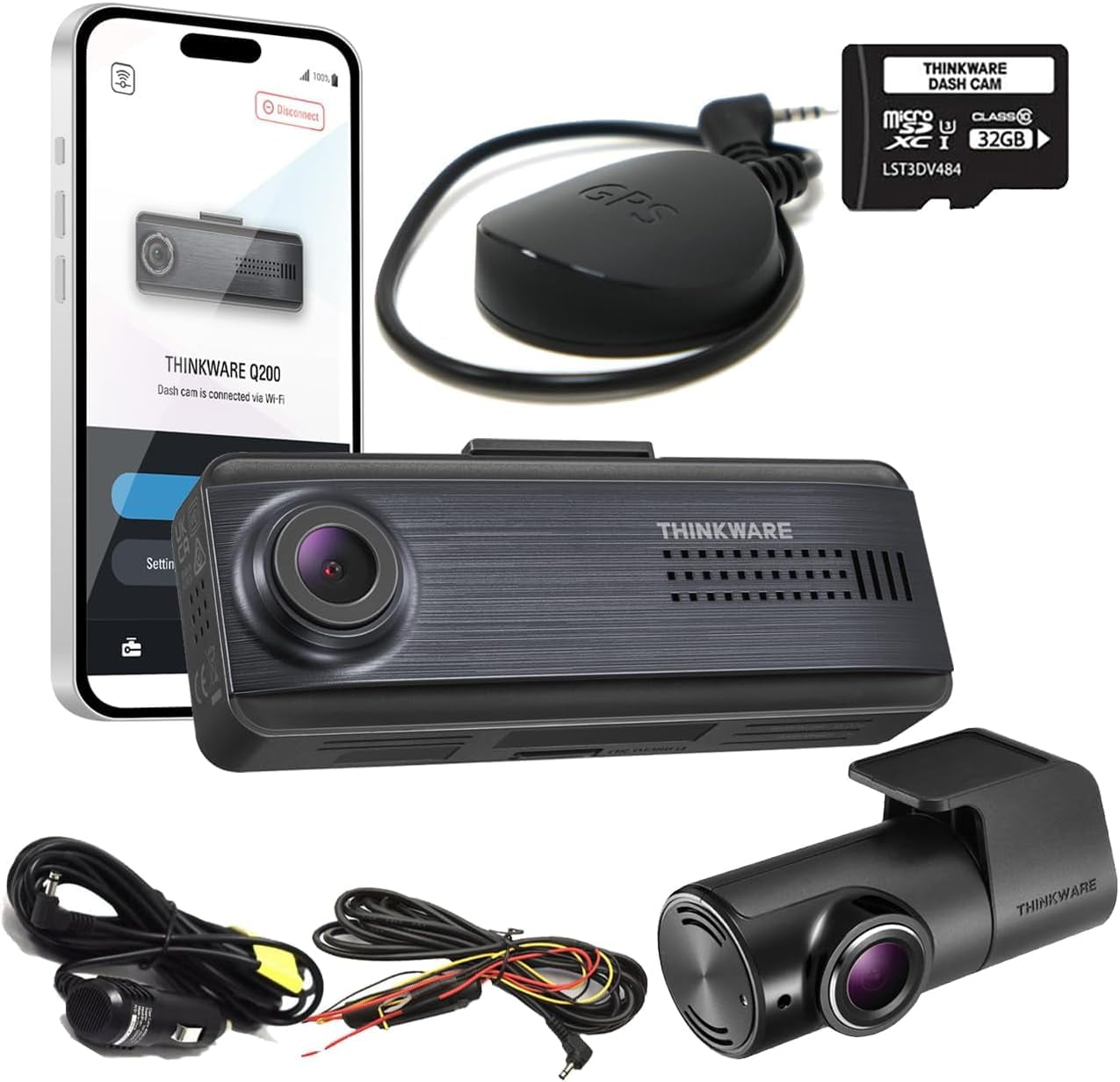 THINKWARE Q200 Dash Cam Car Dashboard Camera, WiFi, WDR, Speed Red Light Alerts, ADAS, 256GB Max ...