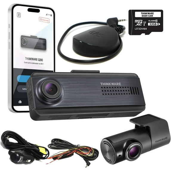 THINKWARE Q200 Dash Cam Car Dashboard Camera, WiFi, WDR, Speed Red Light Alerts, ADAS, 256GB Max ...