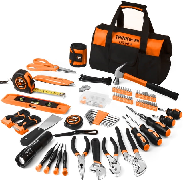 THINKWORK Orange Tool Set - 207 Piece Portable Home Repairing Tool Kit ...