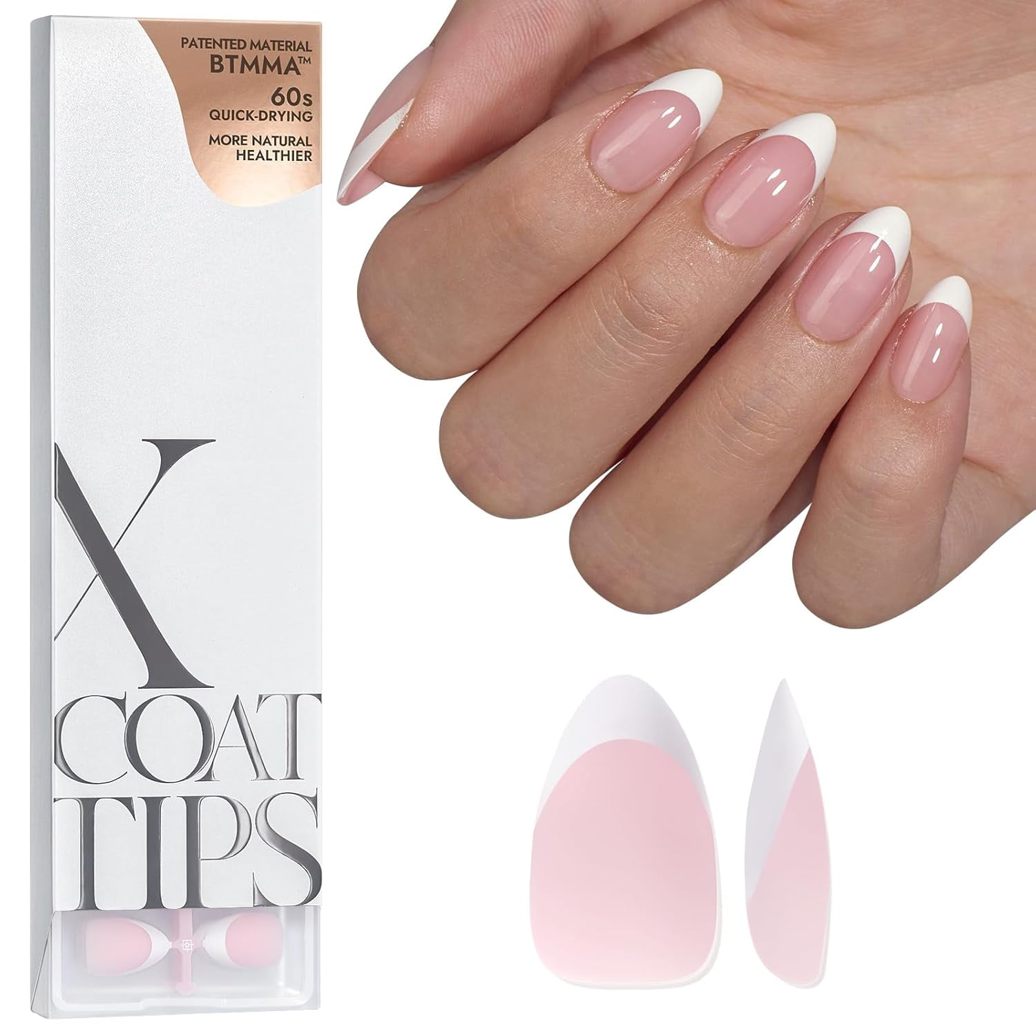 THINWAY French Gel Nail Tips - French Tip Press on Nails Pink Short ...