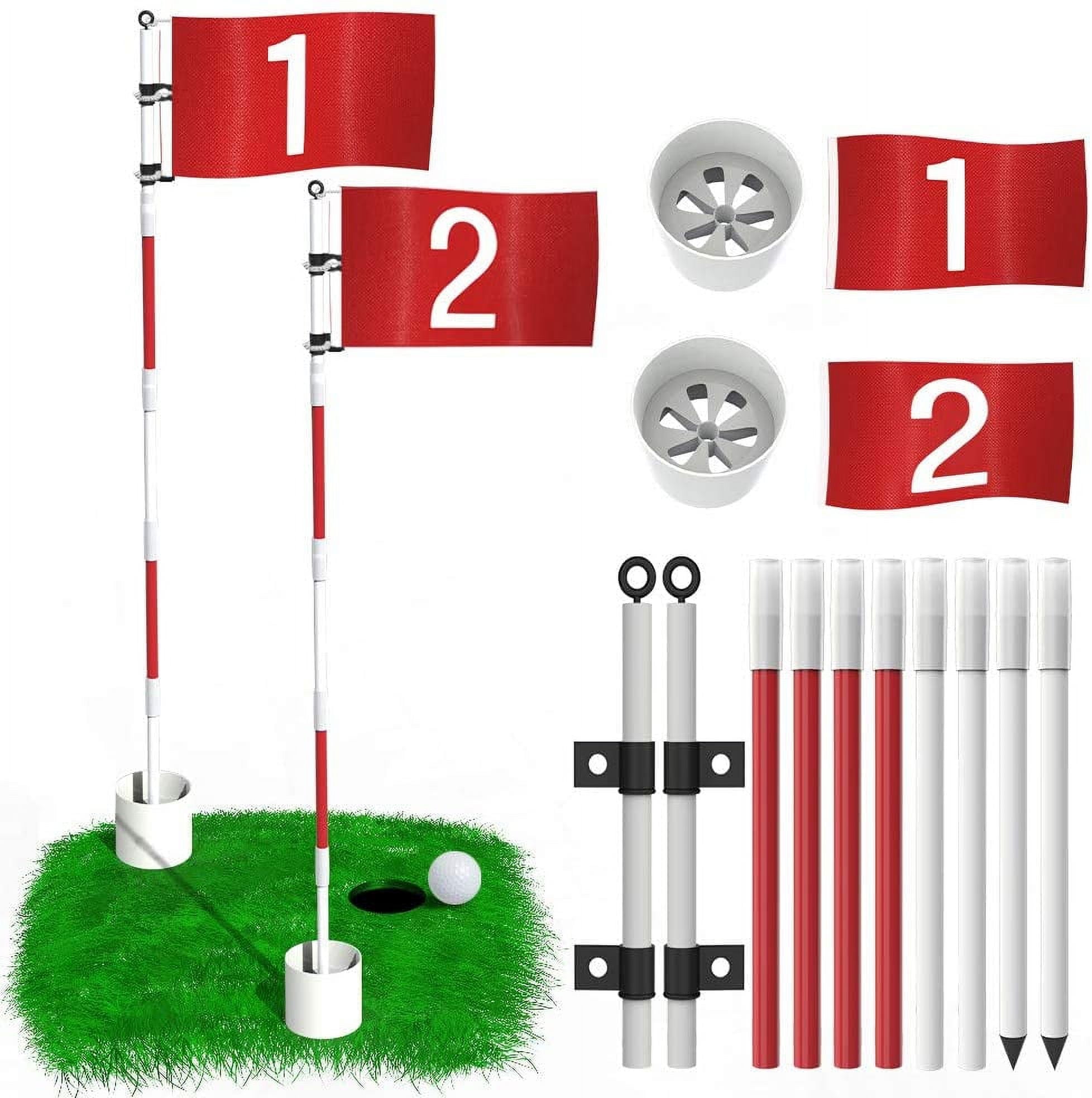 THIODOON 2 Pack 6ft Golf Flagstick, Detachable, Anti-Rust Glass Fiber ...