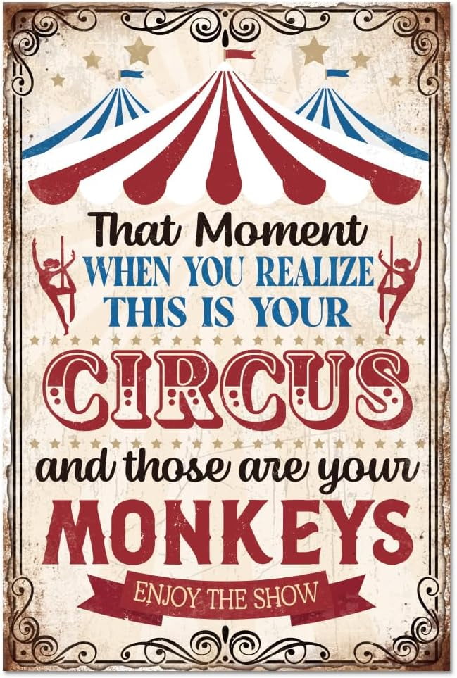 "THIS IS YOUR CIRCUS" Metal Tin Sign 8x12in Vintage "Monkeys" Tin ...