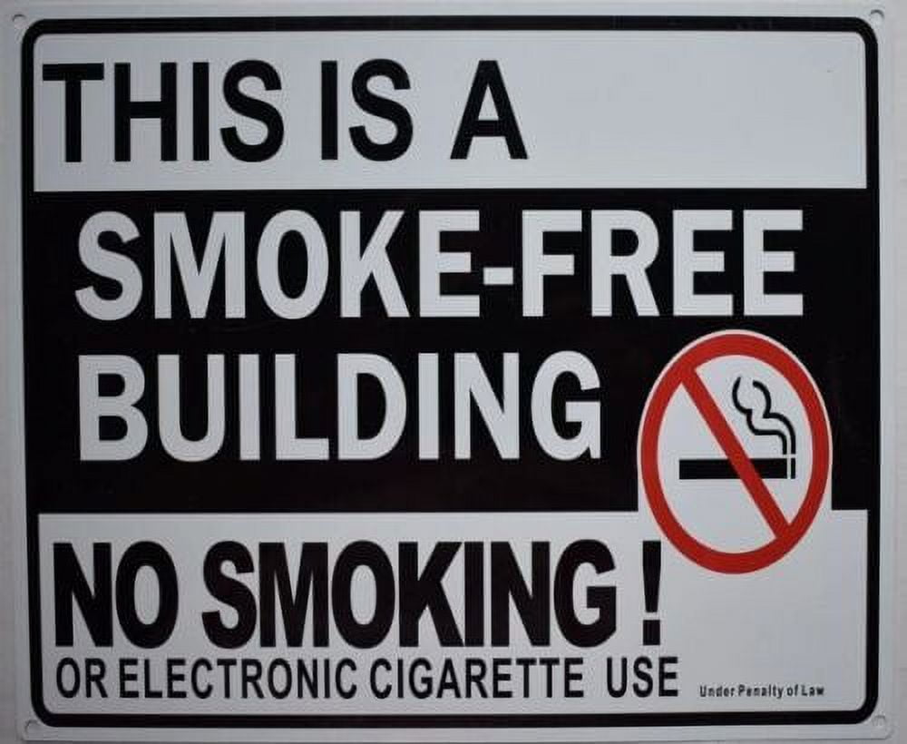 THIS IS A SMOKE-FREE BUILDING SIGN (10X12,White,Aluminum) -ref21422 ...